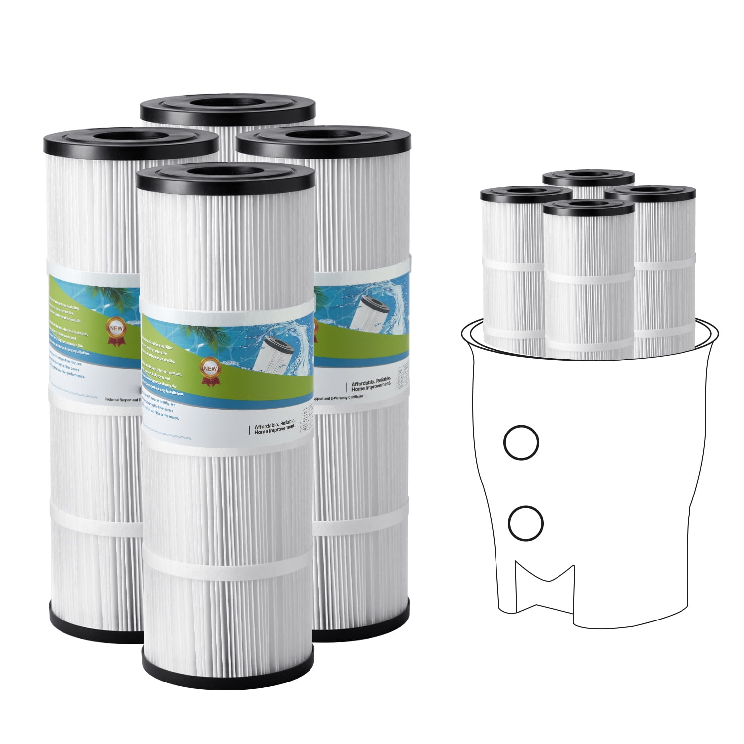 KFFKFF Cartridge for Pool Filter, Quadruple 80 Sq. Ft, Substitute for ...