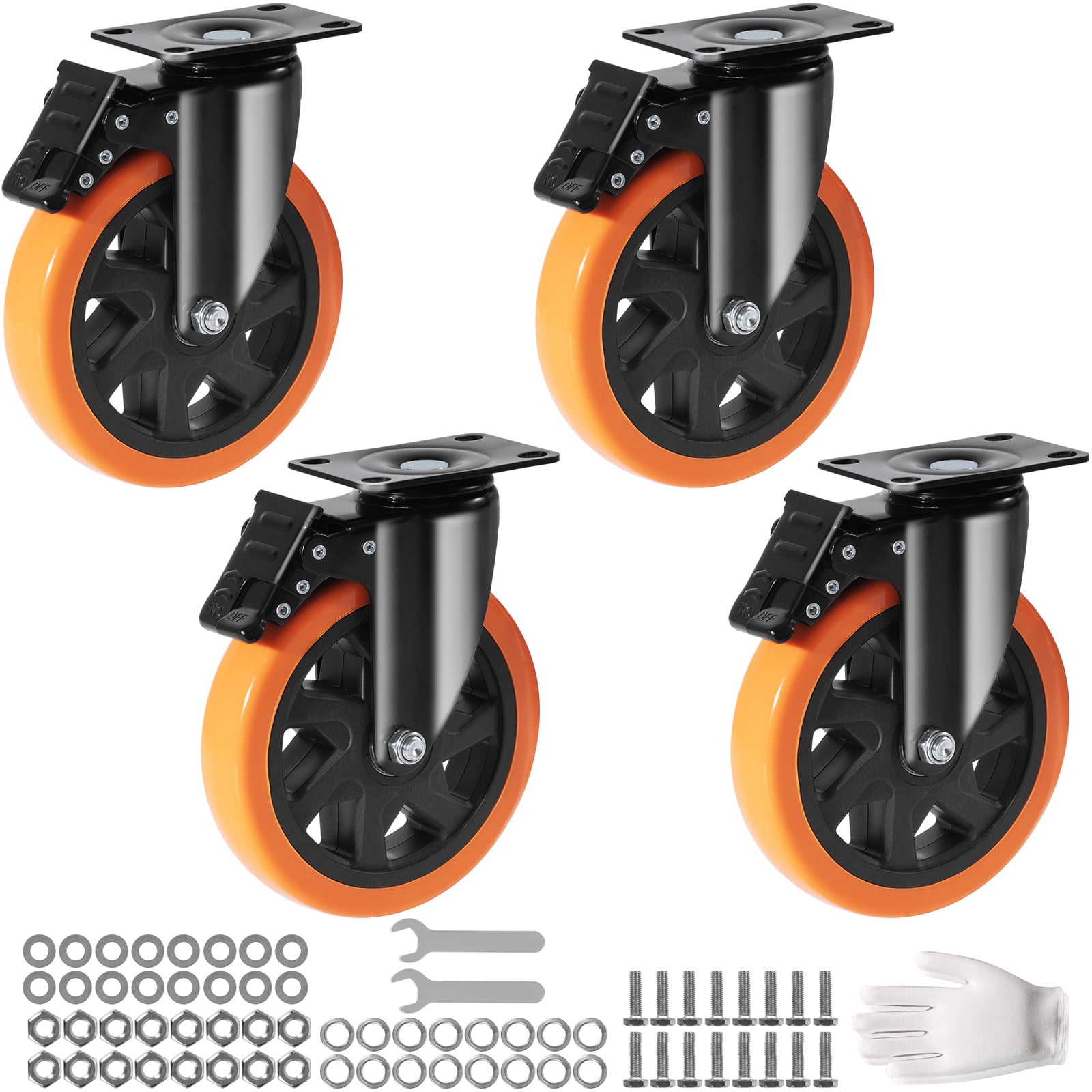 KFFKFF Caster Wheels, 6-inch Rotating Plate Casters, 4-Pack, with ...