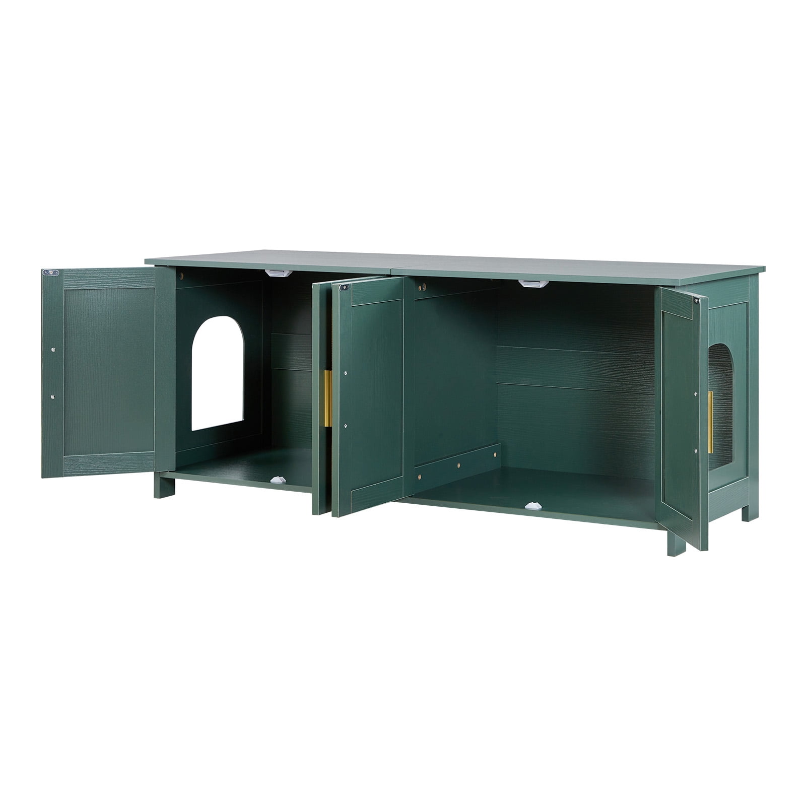 KFFKFF Cat Litter Box Enclosure for Multiple Cats, 47.2 in Wooden ...