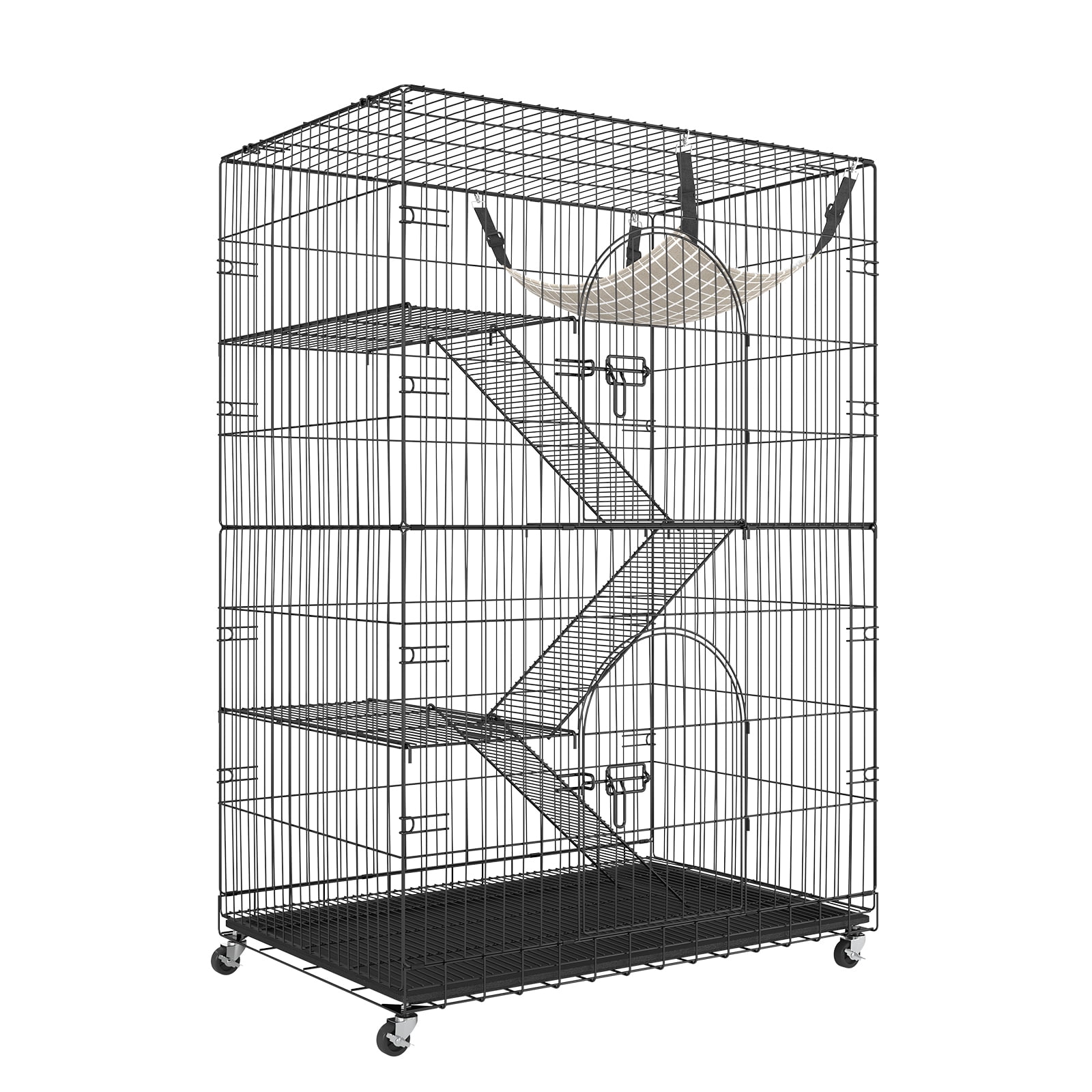 KFFKFF Catio With 3 Ladders and a Hammock for 1-3 Cats, 35.4x23.6x51 ...