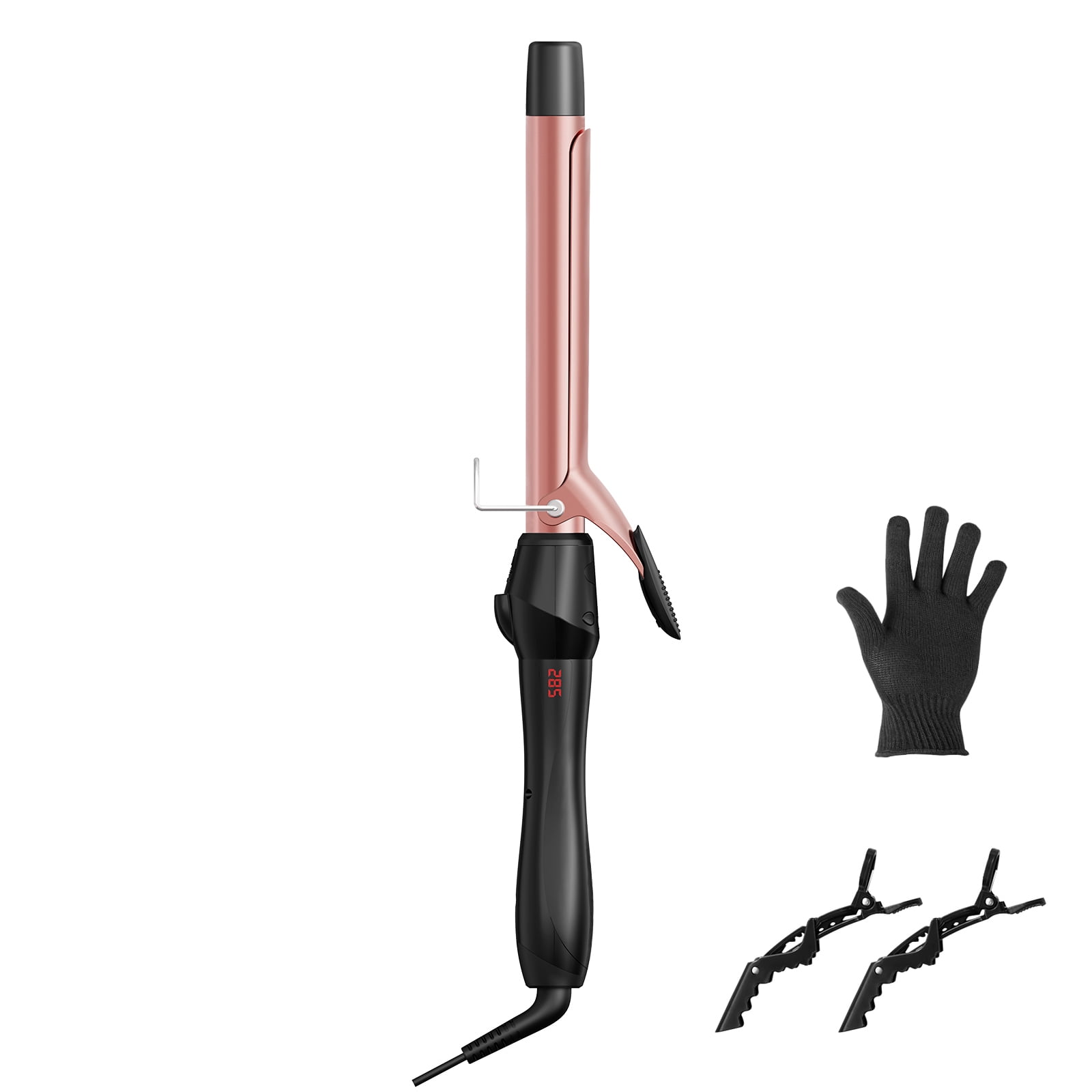 KFFKFF Ceramic Curling Iron with 1-Inch Barrel, Delivers Durable Curls ...