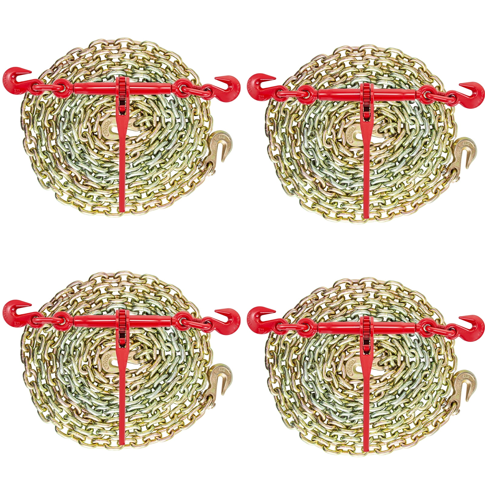 KFFKFF Chain & Binder Combo, 3/8in-1/2in, Ratchet Load Binders with ...