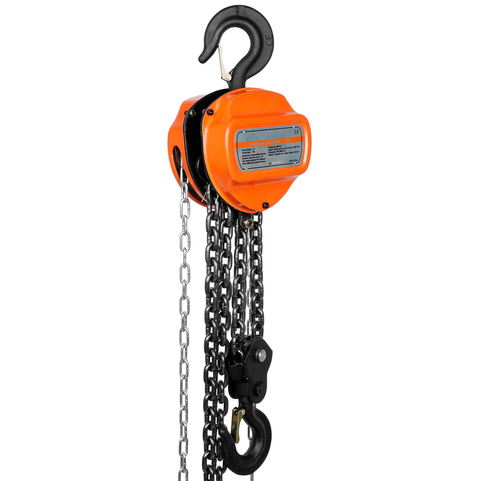 KFFKFF Chain Hoist G80 Block Hoist Ratchet Type 6600lb Capacity 10ft ...
