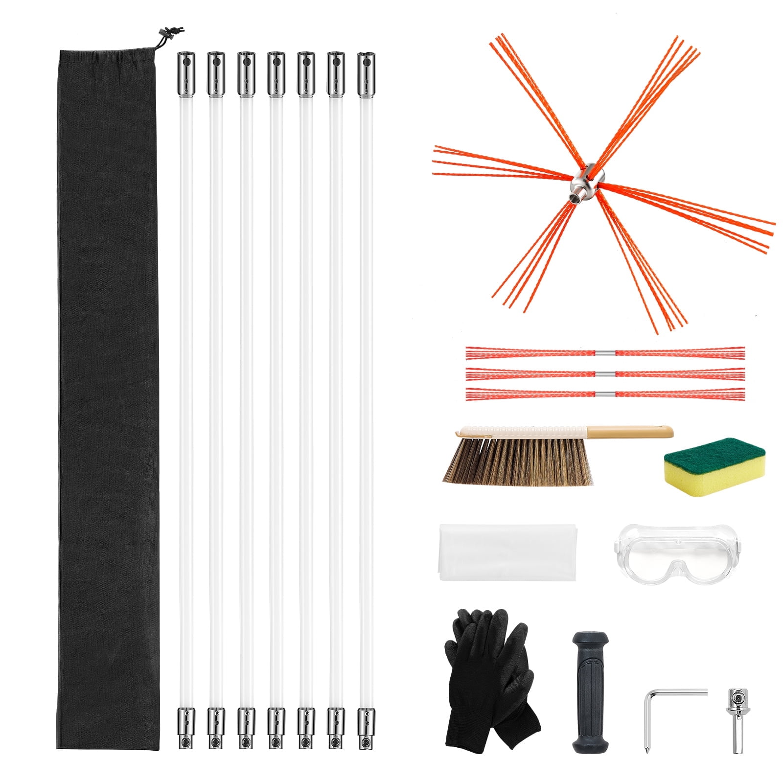 KFFKFF Chimney Cleaning Kit, 23 ft Extendable Length Brush with ...