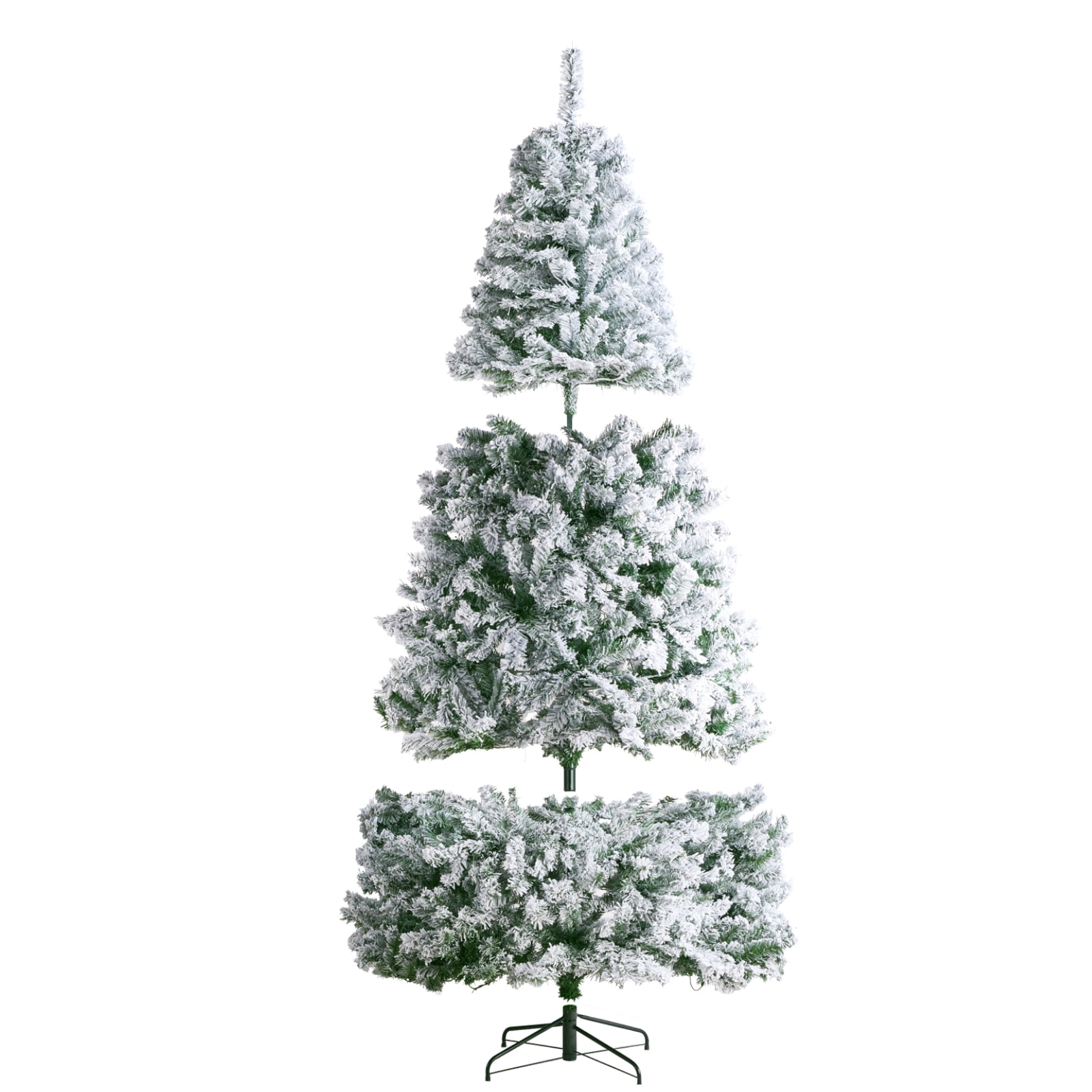 KFFKFF Christmas Tree, 7.5ft Artificial Flocked Tree, Pre-lit with 550 ...