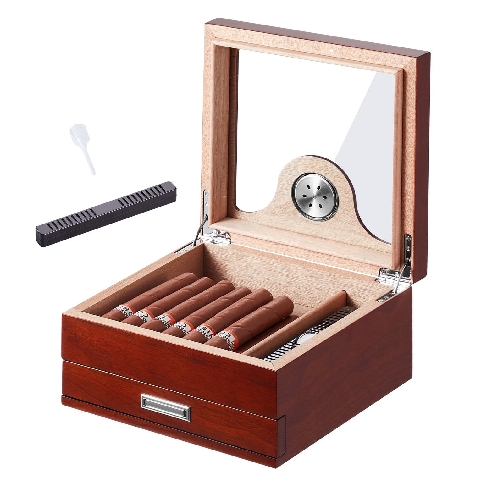 KFFKFF Cigar Case, Transparent Lid Cigar Box, Crafted from Spanish ...