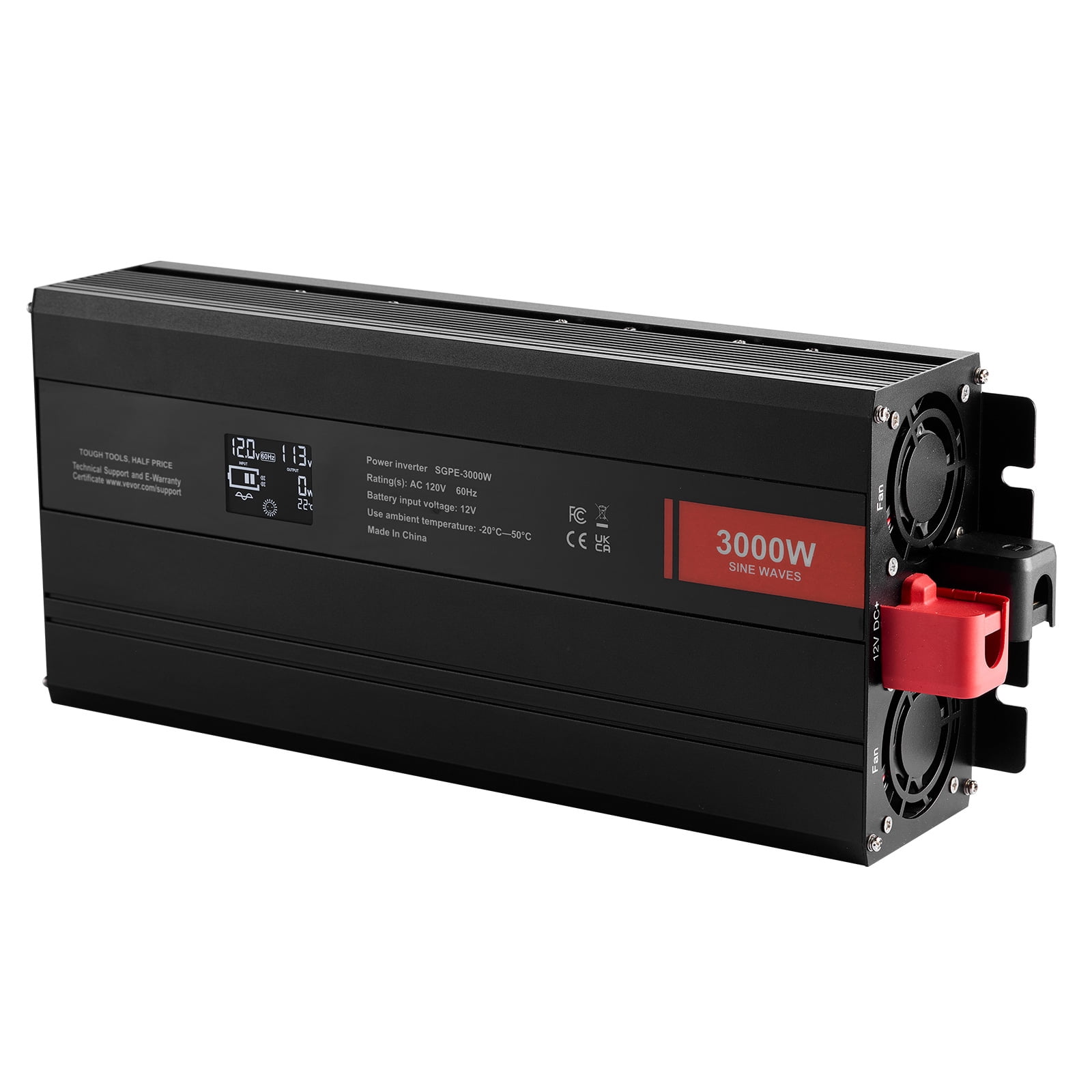 KFFKFF Clean Sine Wave Converter, 3000W, Transforms DC 12V to AC 120V ...