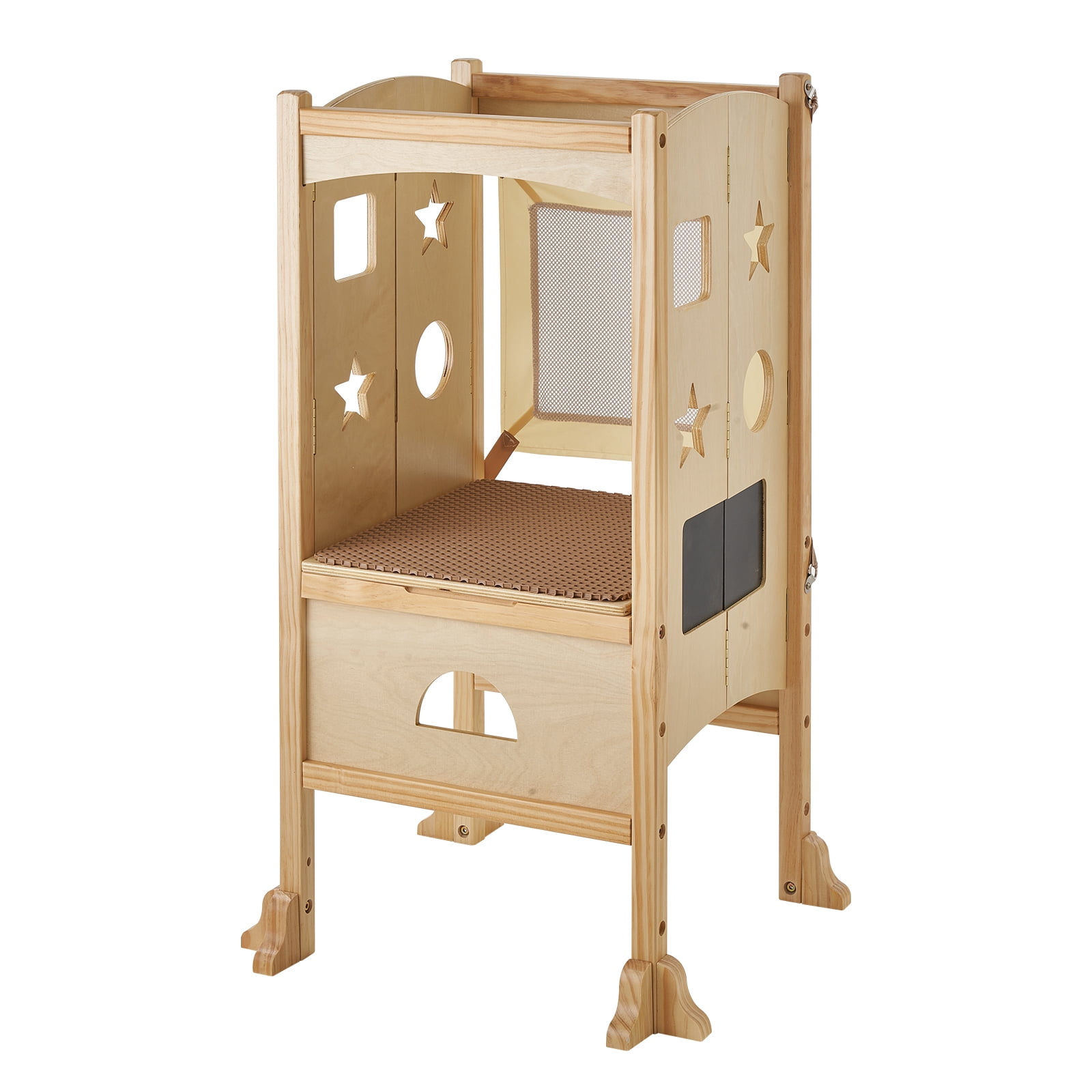 KFFKFF Tower Step Stool, 3-Level Height Adjustment, Durable Wooden ...