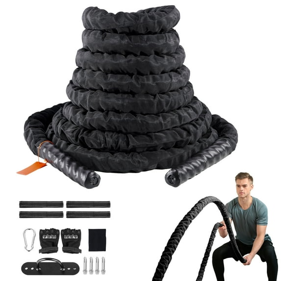 KFFKFF Combat Cord, 40Ft Long and 1.5 Inch Thick Polyester Workout Rope ...