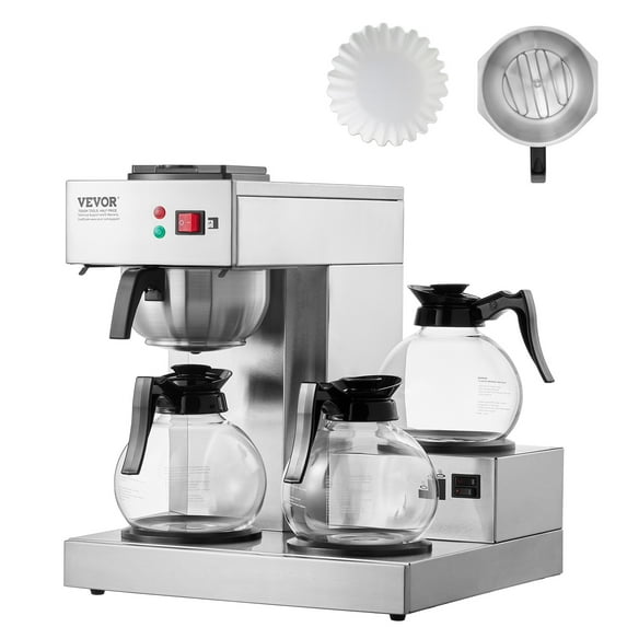 KFFKFF Commercial Coffee Brewer for 12 Cups, Equipped with 3 Glass Jugs ...