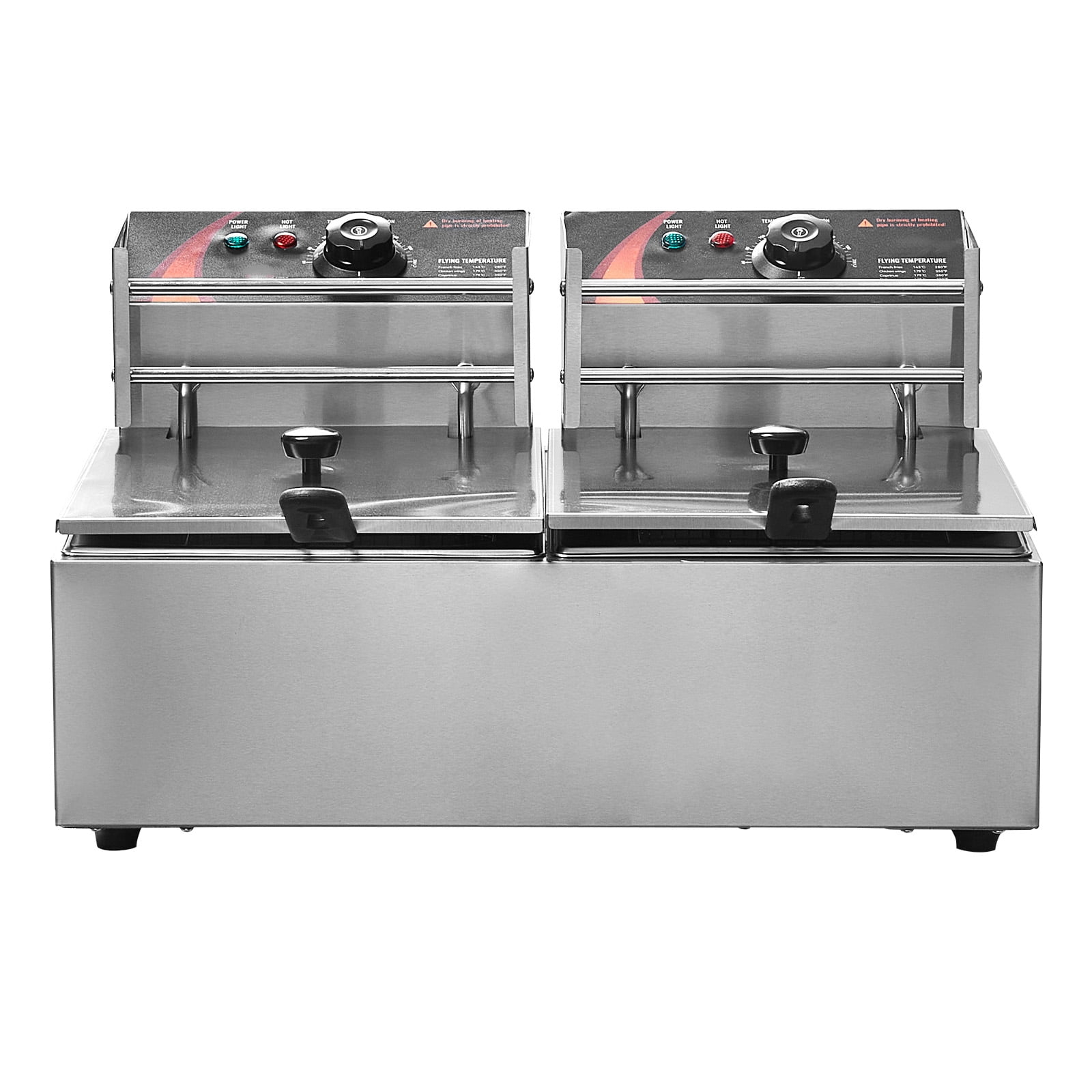 KFFKFF Commercial Dual Tank Deep Fryer, 3000W Electric Countertop Fryer ...