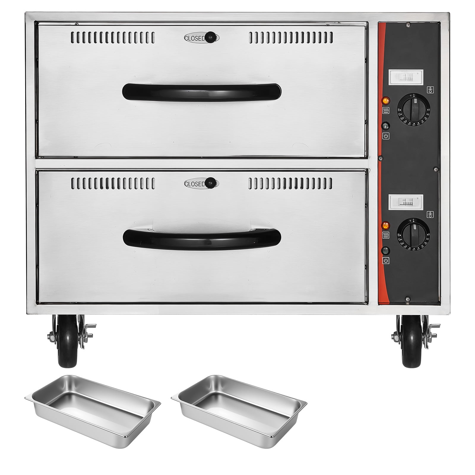KFFKFF Commercial Electric Drawer Warmer with Two Stainless Steel ...
