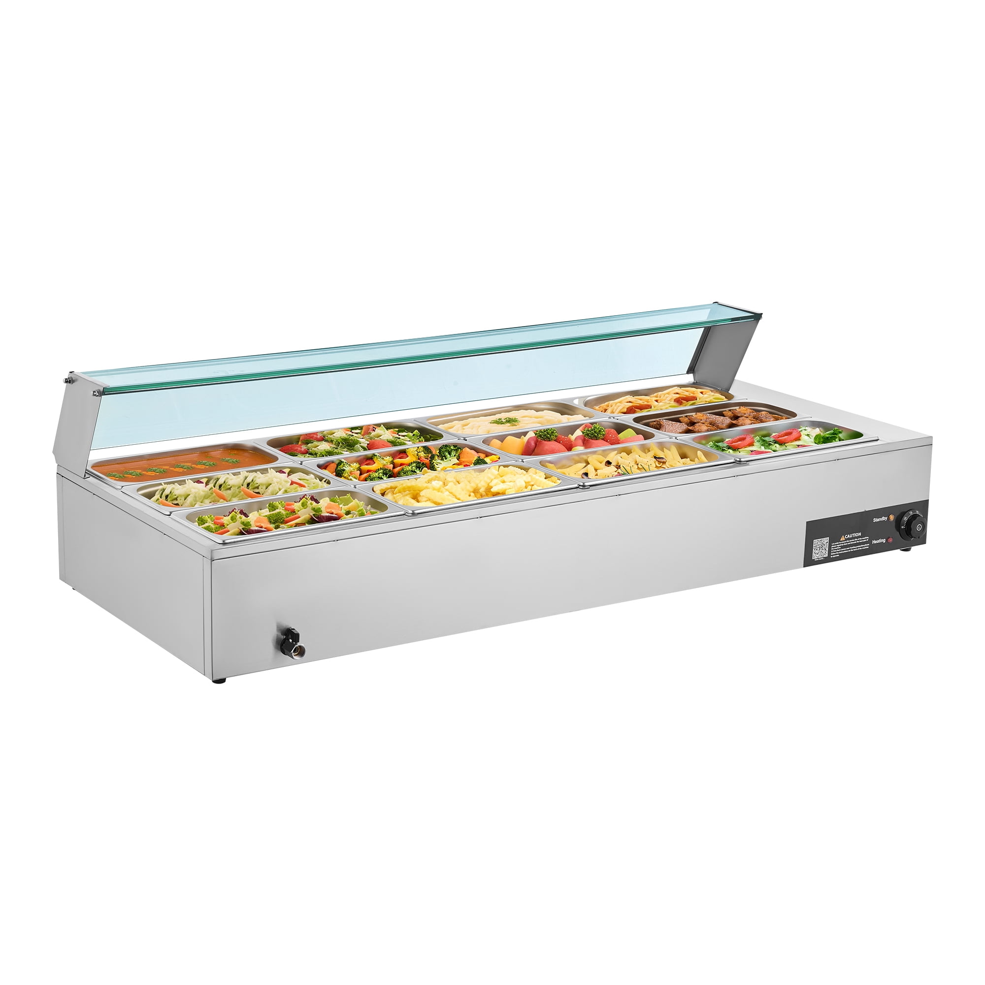 KFFKFF Commercial Electric Food Warmer, 1700W Stainless Steel Steam ...