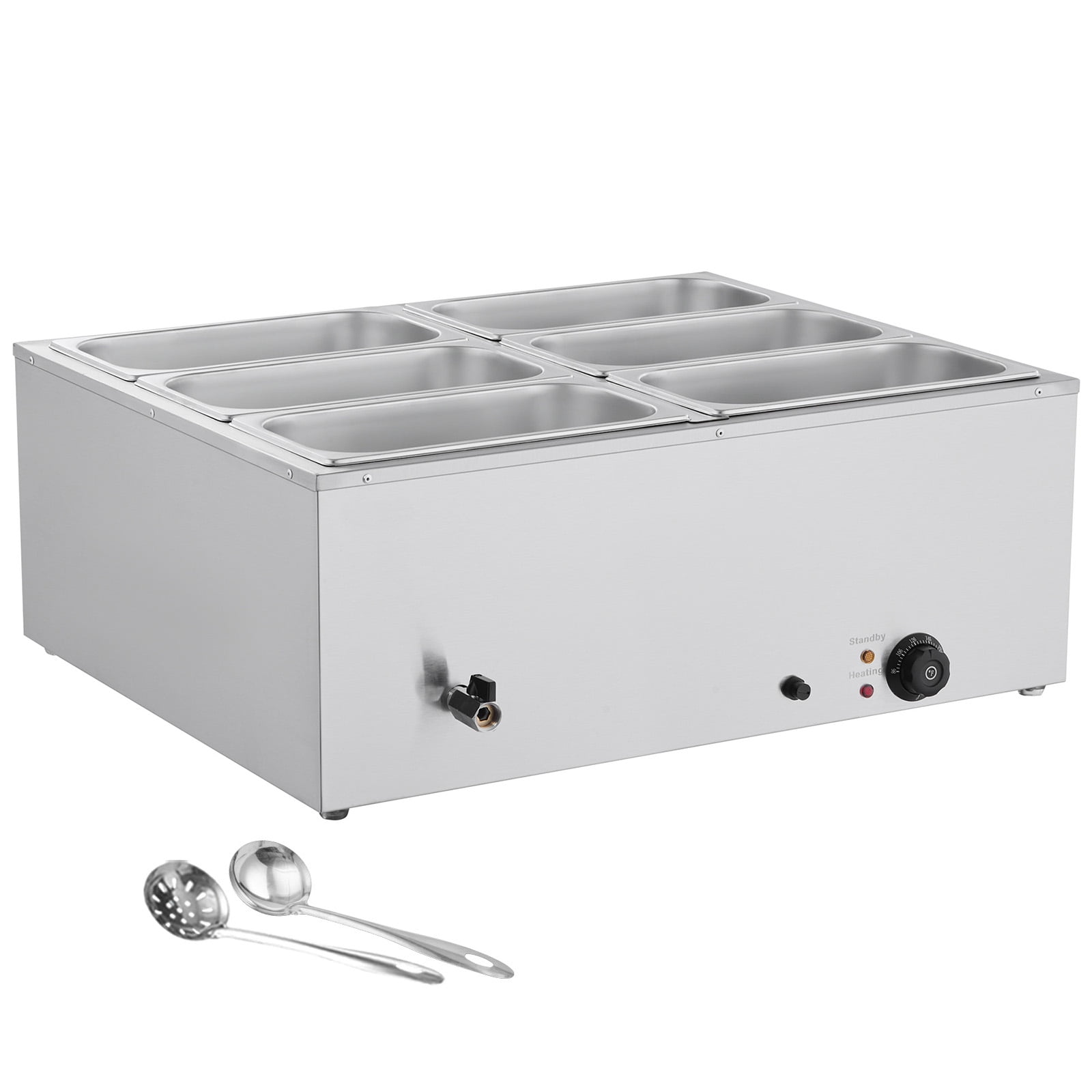 KFFKFF Commercial Food Warmer, 1500W Electric Stainless Steel Steam ...