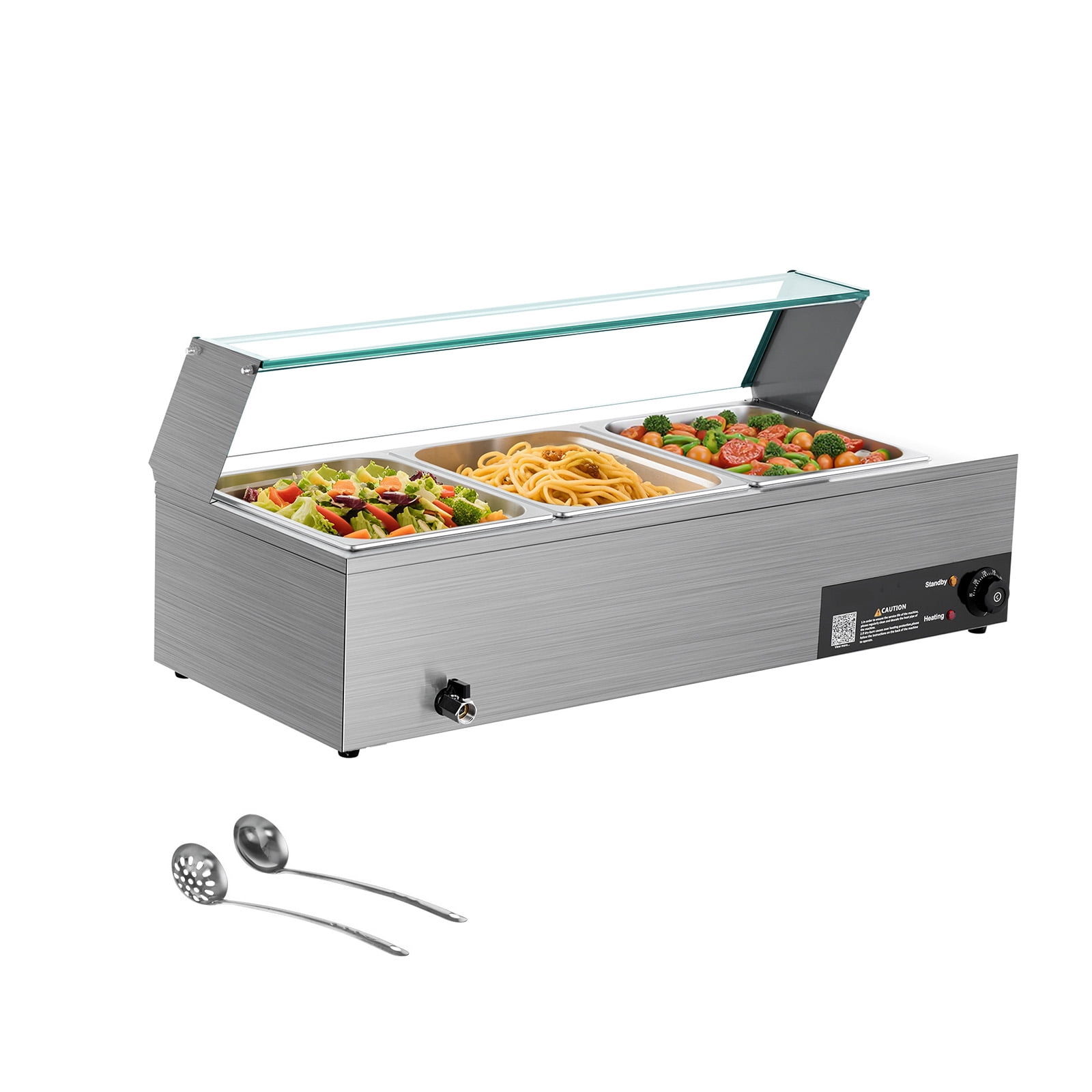 KFFKFF Commercial Food Warmer, 1500W Electric Stainless Steel Steam ...