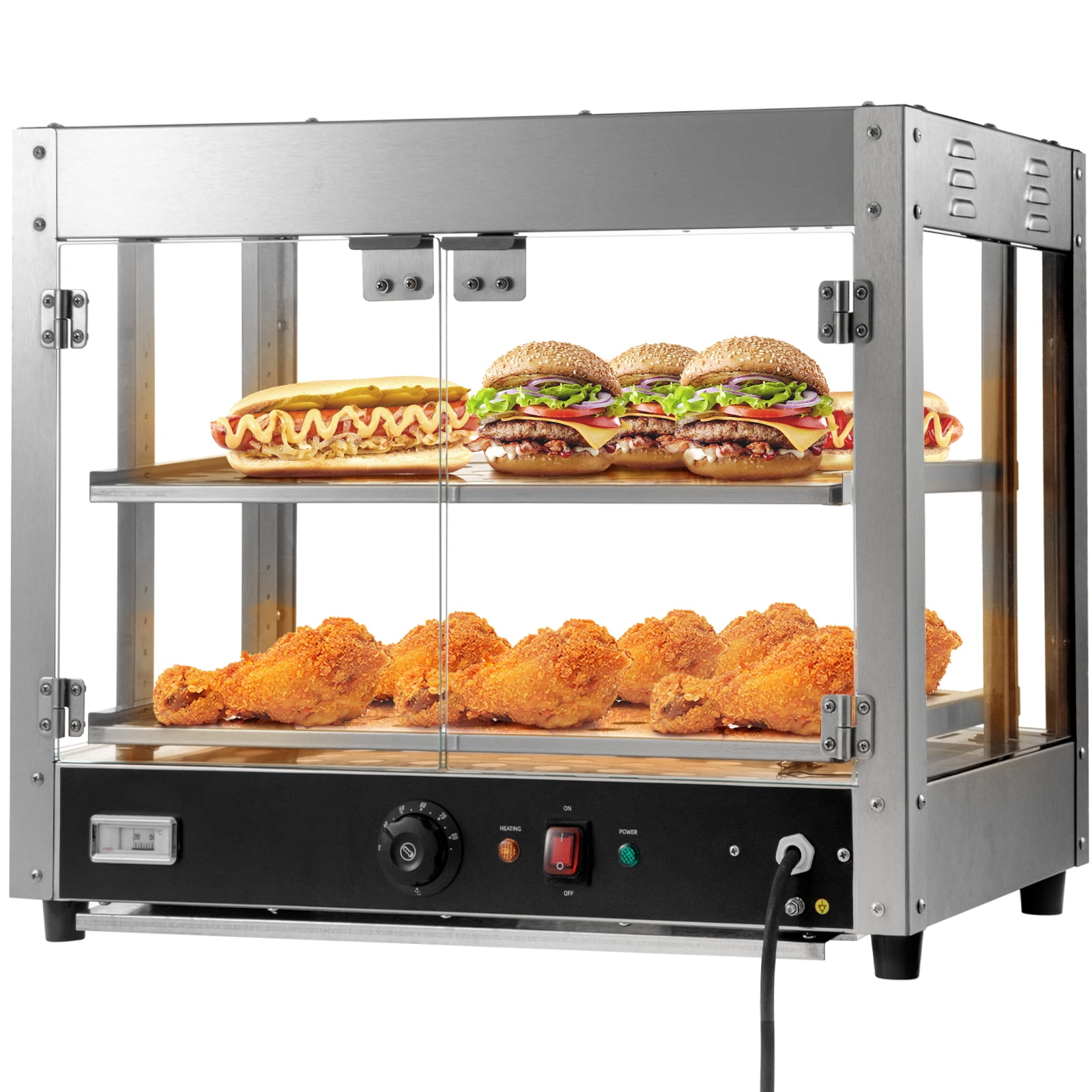 KFFKFF Commercial Food Warmer Countertop Pizza Cabinet 2-Tier with ...
