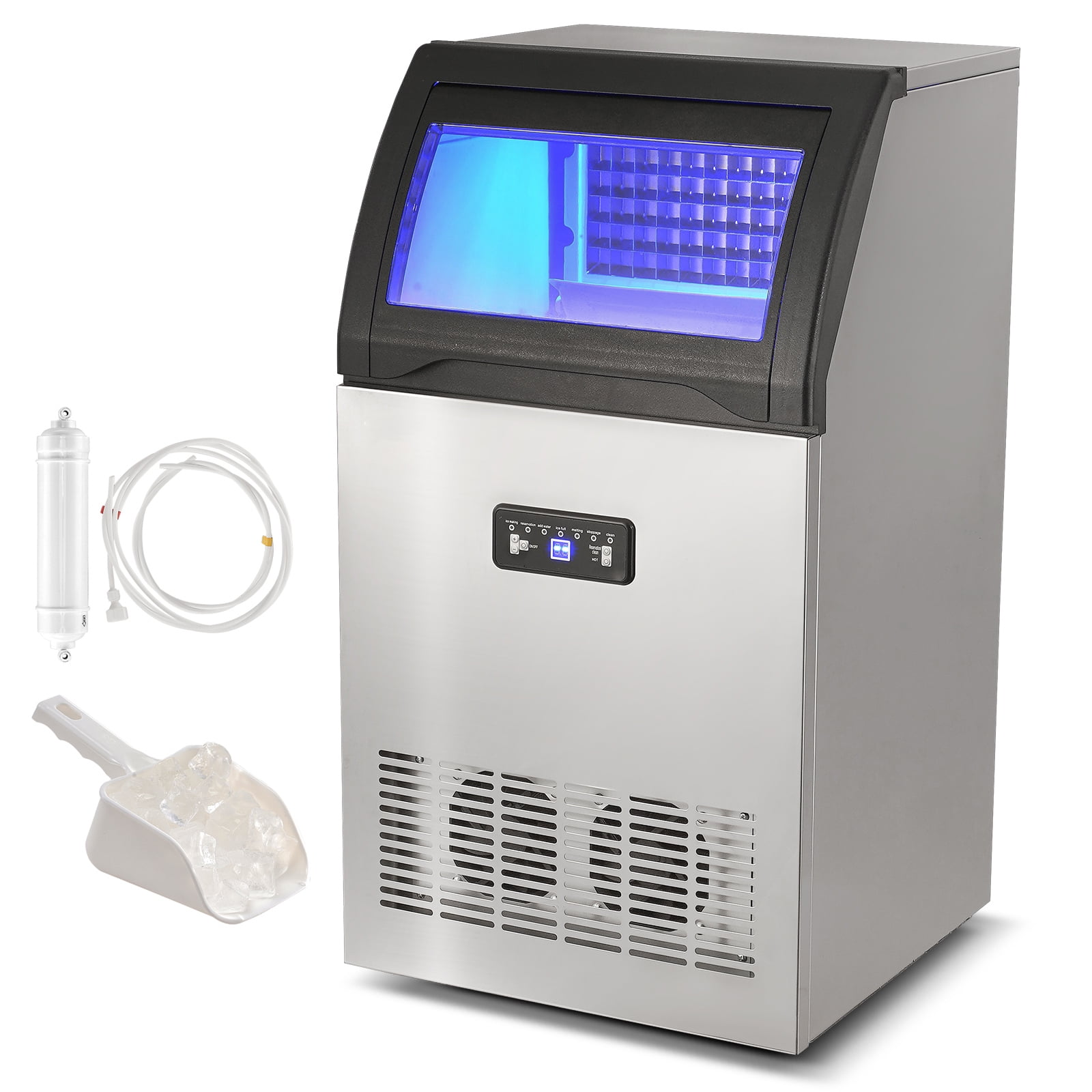 SKYSHALO Commercial Ice Maker, 120lbs/24H, 50 Cubes, Freestanding ...