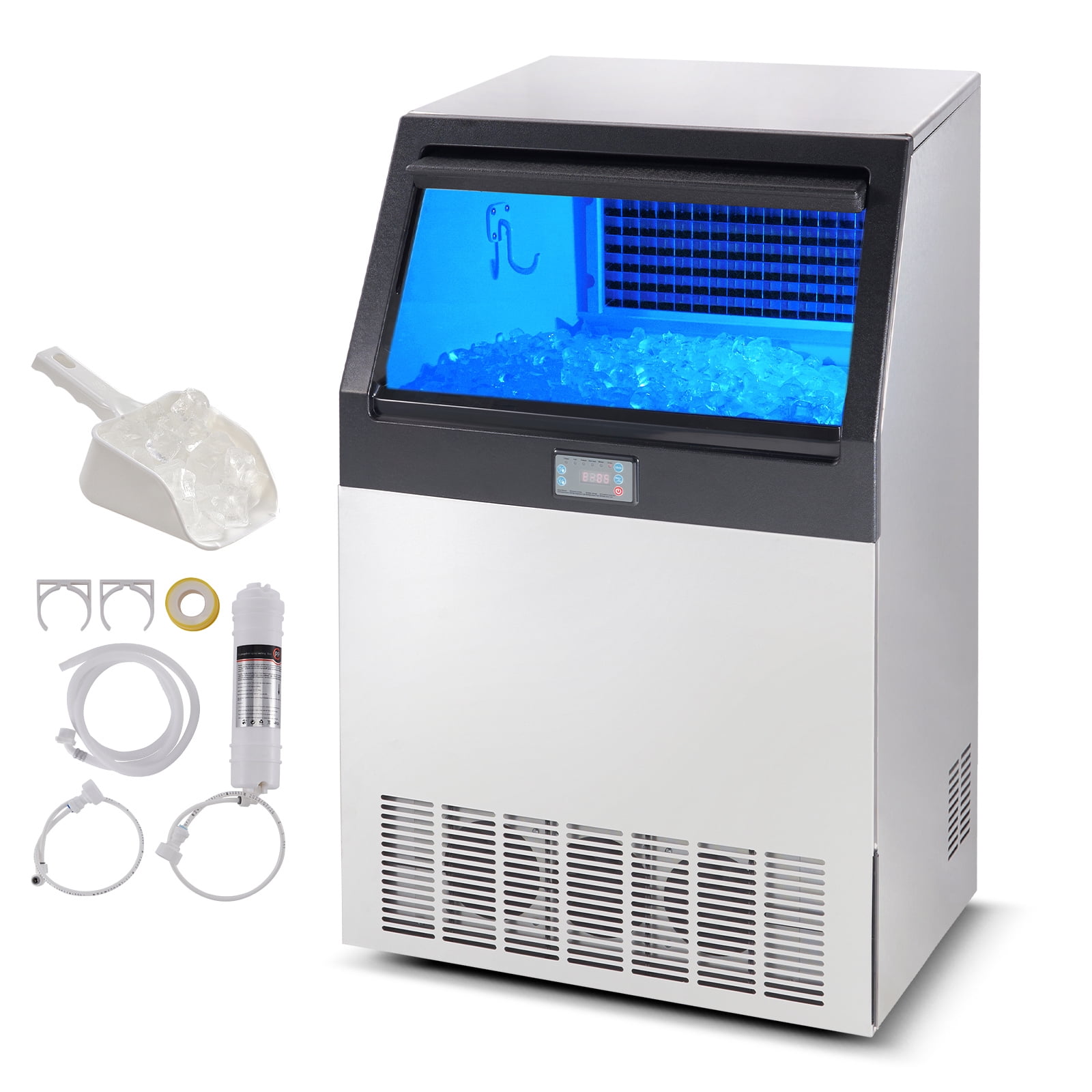 KFFKFF Commercial Ice Maker Freestanding Cabinet Machine 300lbs/24H 126 ...