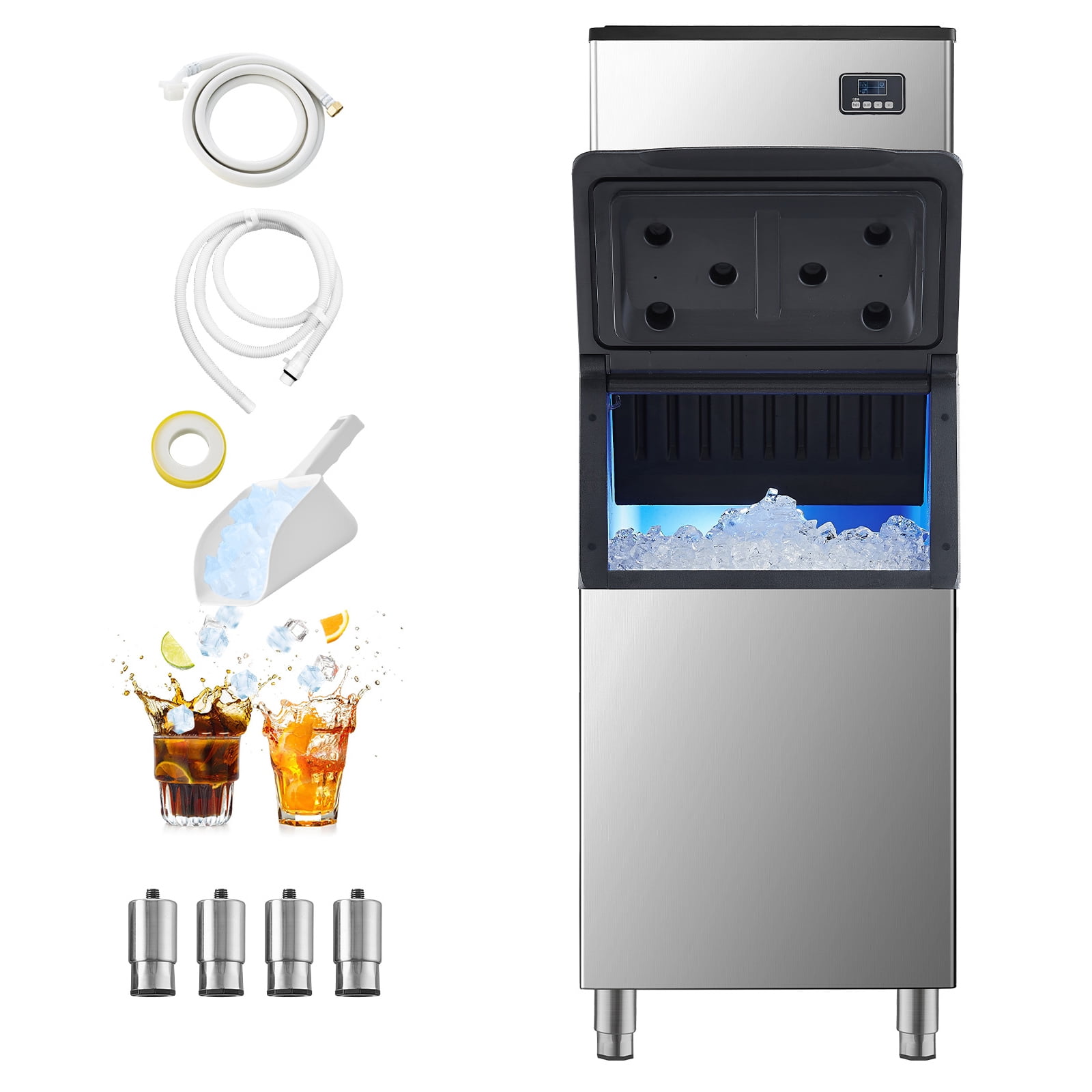 KFFKFF Commercial Ice Maker Machine, 500LBS/24H Ice Production with ...