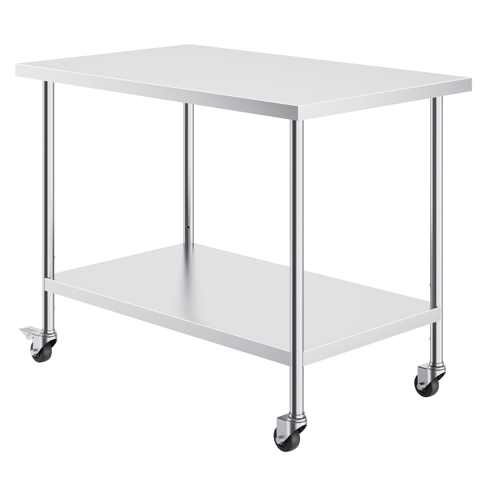 KFFKFF 30" x 48" Stainless Steel Table with 4 Casters, Commercial ...