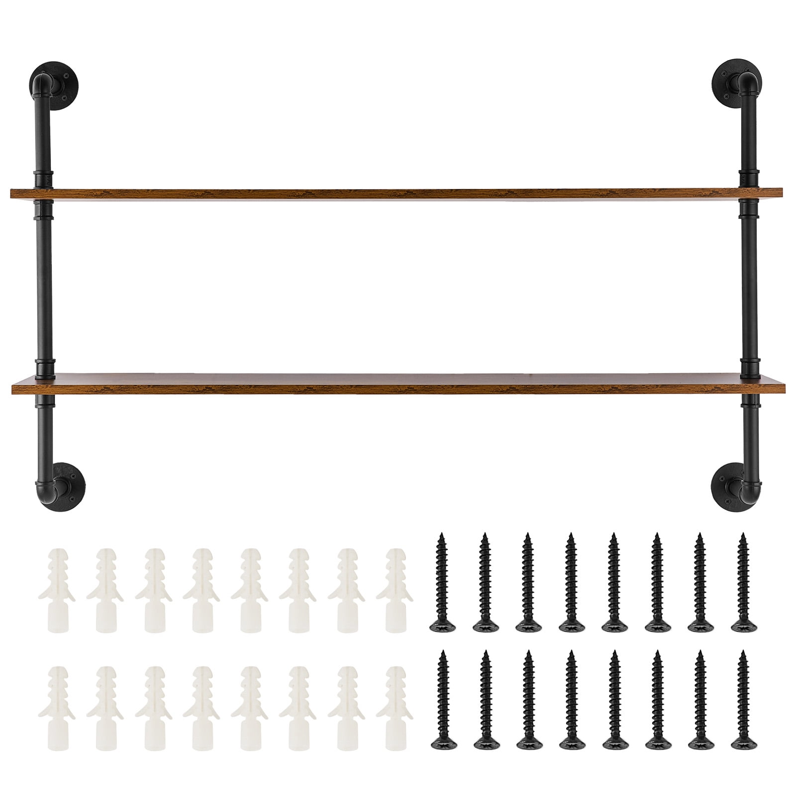 KFFKFF Commercial Pipe Shelf, Dual Layer 48x 9.84in, Wall-Attachable ...