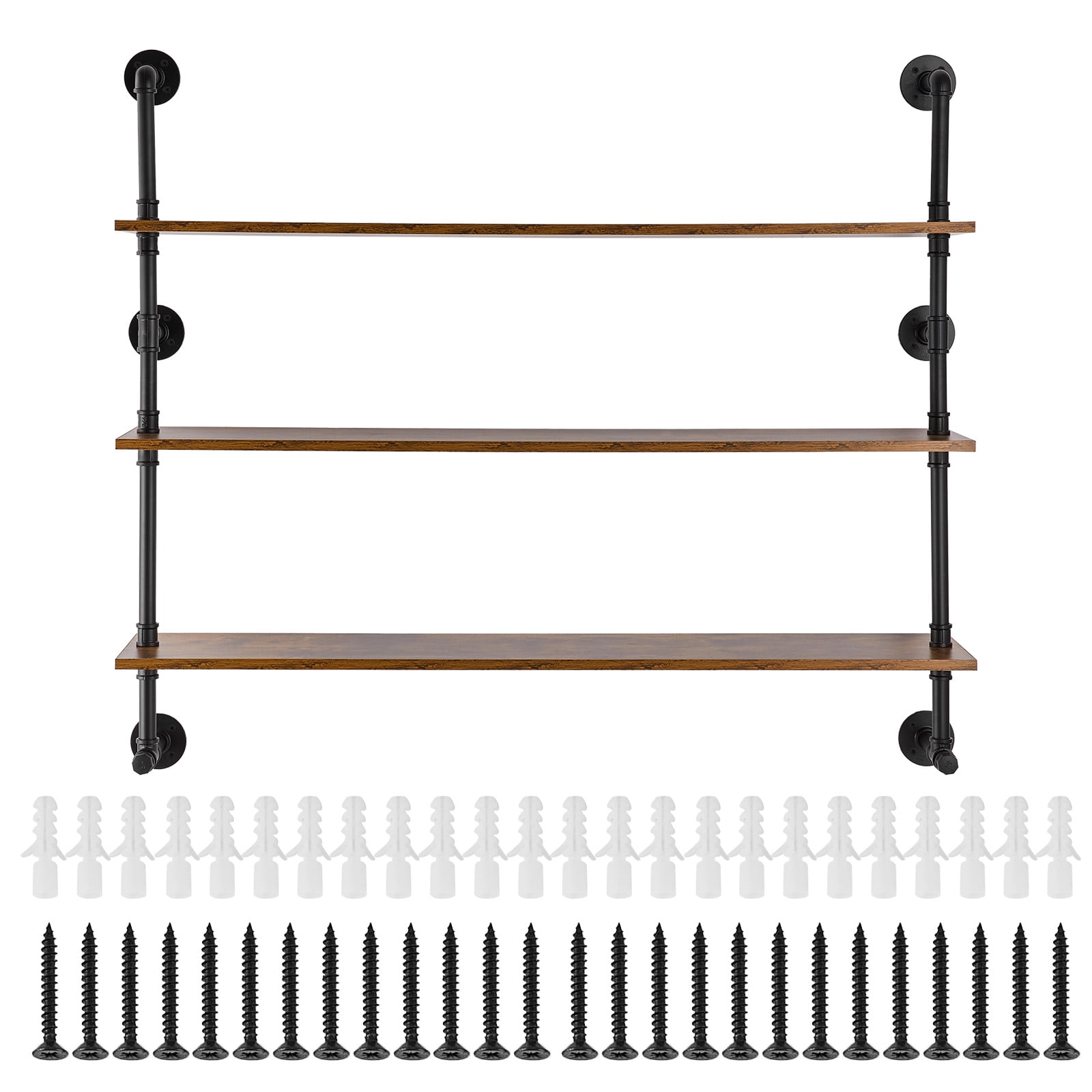 KFFKFF Commercial Pipe Shelving, Triple Layer 48x9.84in, Attachable ...