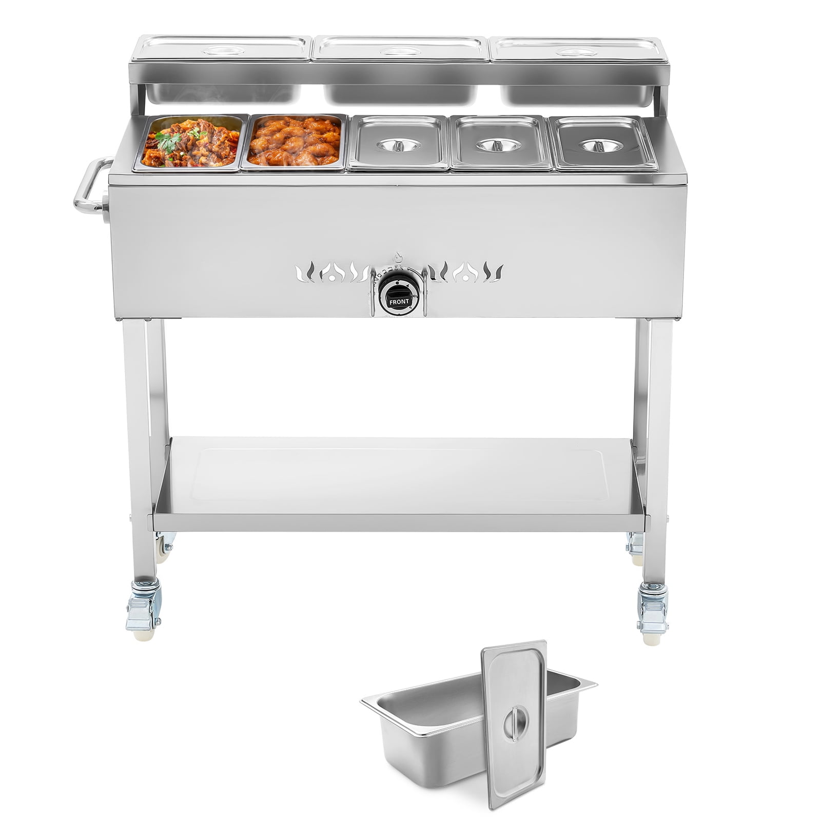 KFFKFF Commercial Propane Steam Table with 5 Food Pans & 3 Condiment ...