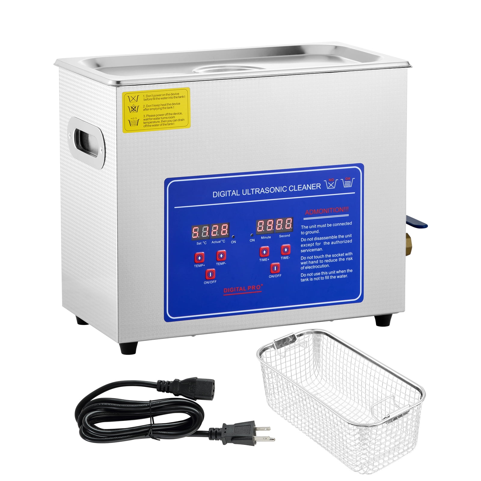 KFFKFF Commercial Ultrasonic Cleaning Machine 6L 200W 40kHz Heated ...