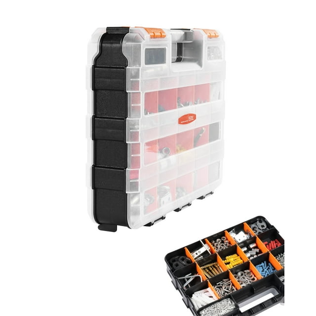 KFFKFF Compact Component Organizer, Dual-Sided 34-Slot Tool Storage Box ...
