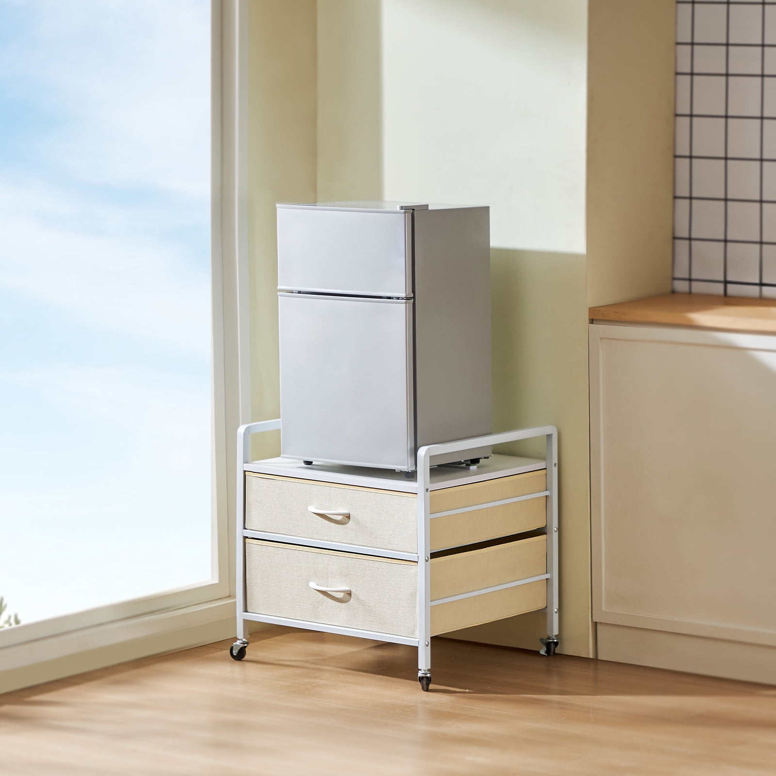 KFFKFF Mini Fridge Stand with Storage Mini Fridge Organizer18.1" Mini ...