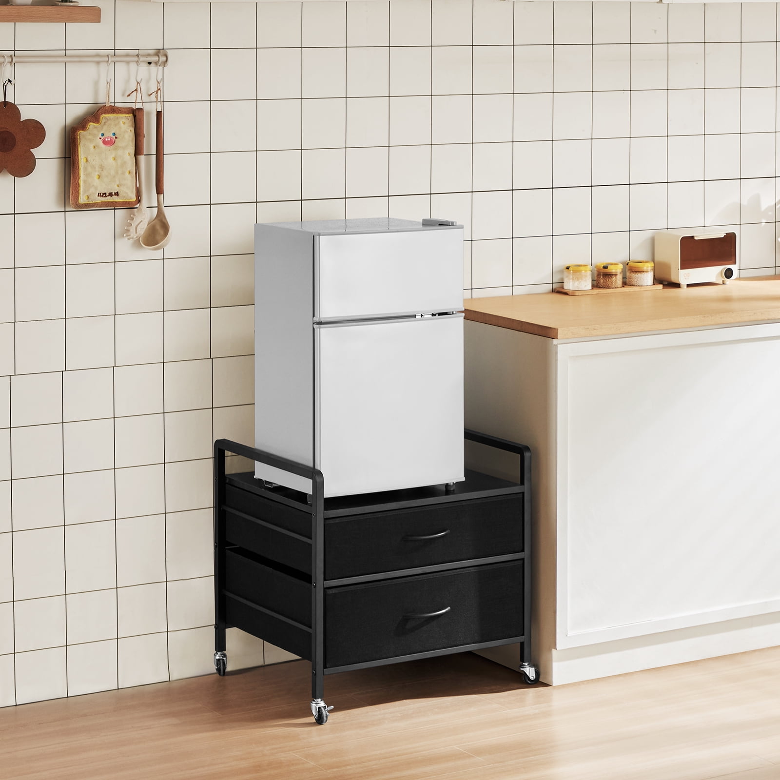 KFFKFF Mini Fridge Stand with Storage Mini Fridge Organizer18.1" Mini ...