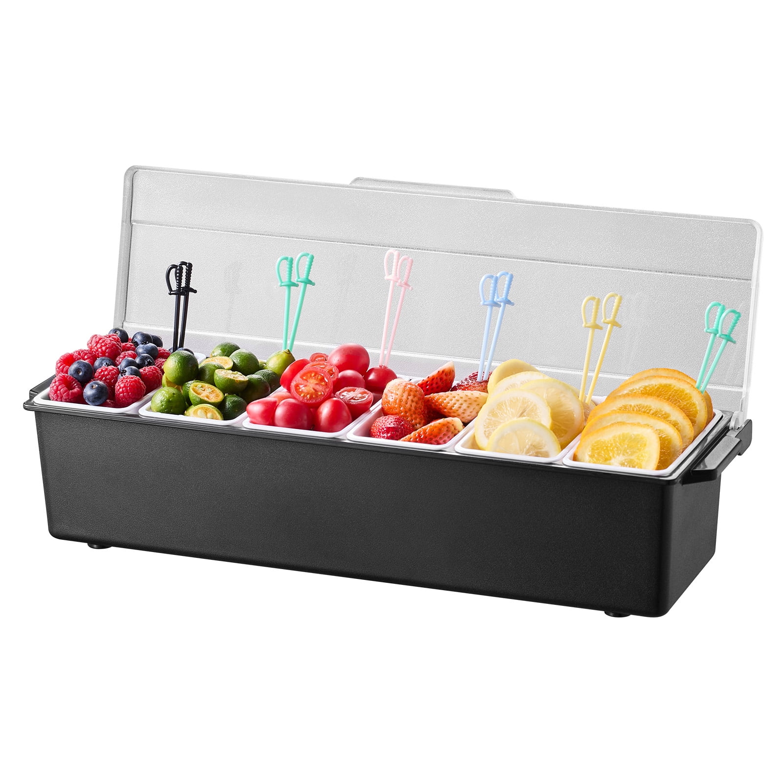 KFFKFF Cool Condiment Holder, 6 Section Ice-Preserved Garnish Serving ...