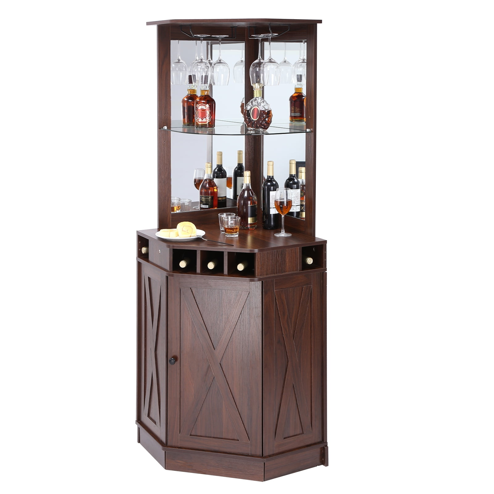 KFFKFF Corner Commercial Bar Storage, Liquor & Glassware Table, Buffet ...