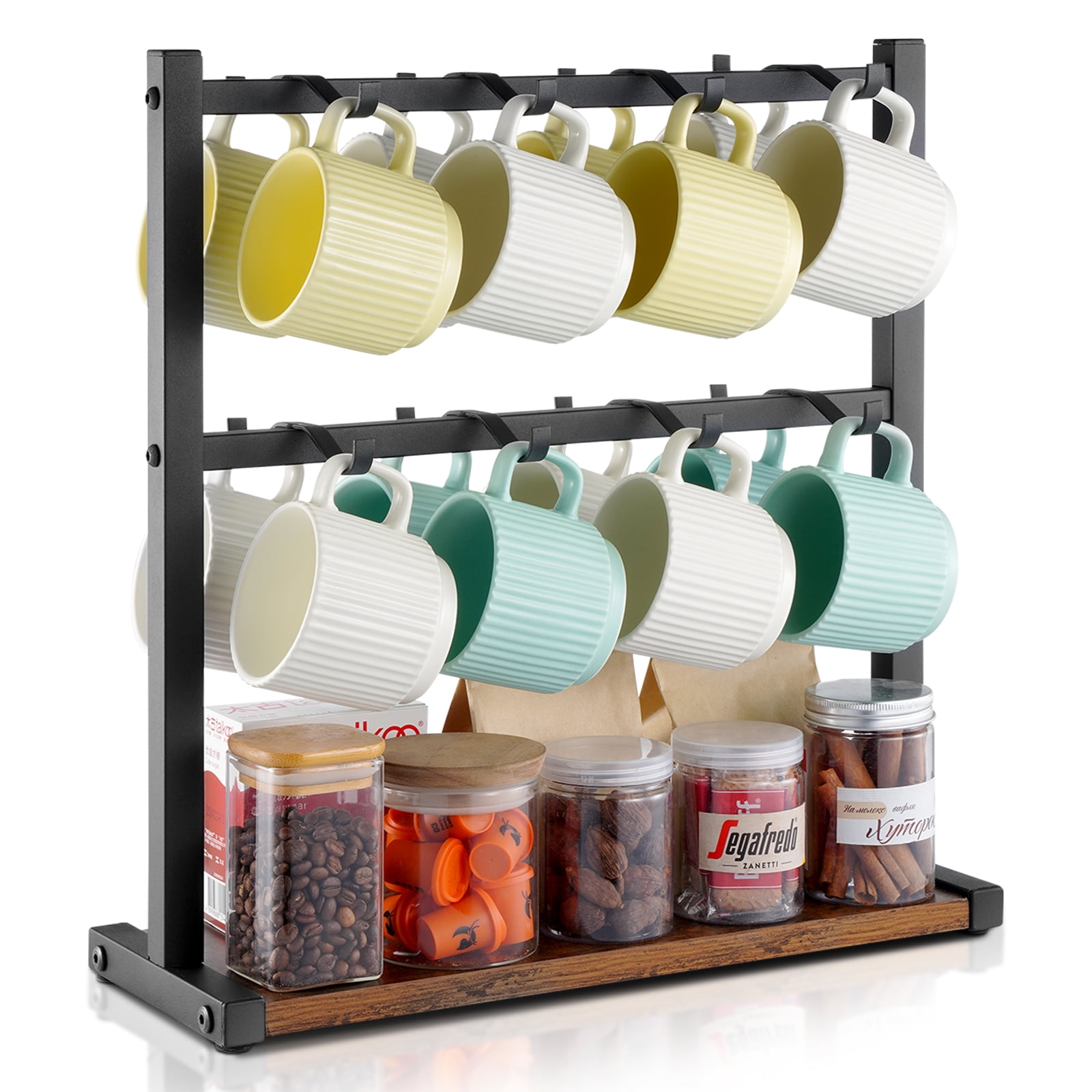 KFFKFF 16-Hook Mug Holder Mug Rack Coffee Cup Dryer with 16 Hooks ...