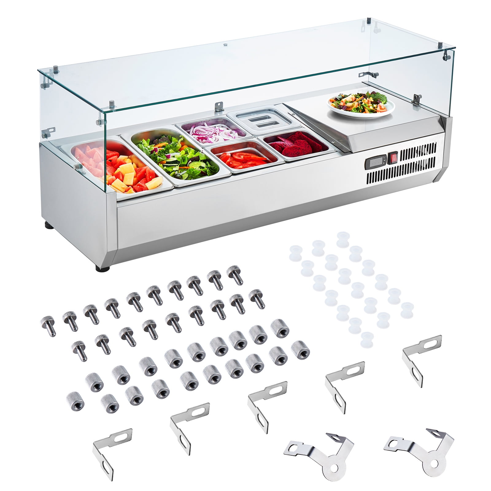 KFFKFF Countertop Refrigerated Salad Pizza Prep Station 135 W Glass ...