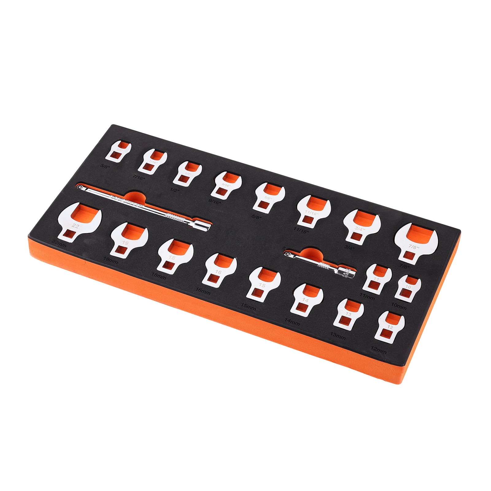 KFFKFF Crowfoot Wrench Kit, 3/8" Drive, 20 pcs with Dual Extension Bars ...