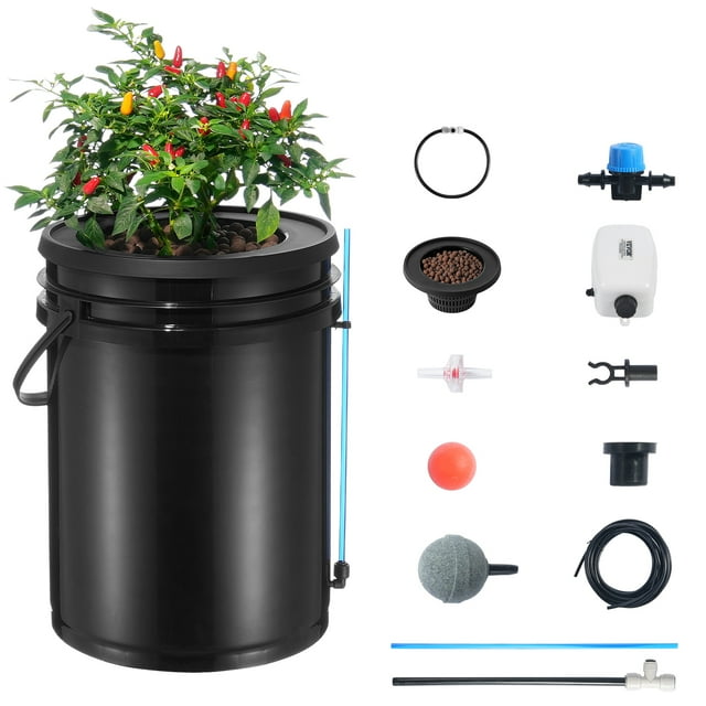 KFFKFF DWC Hydroponics Grow System, 5 Gallon DWC Hydroponics Setup Drip System with Air Pump ...