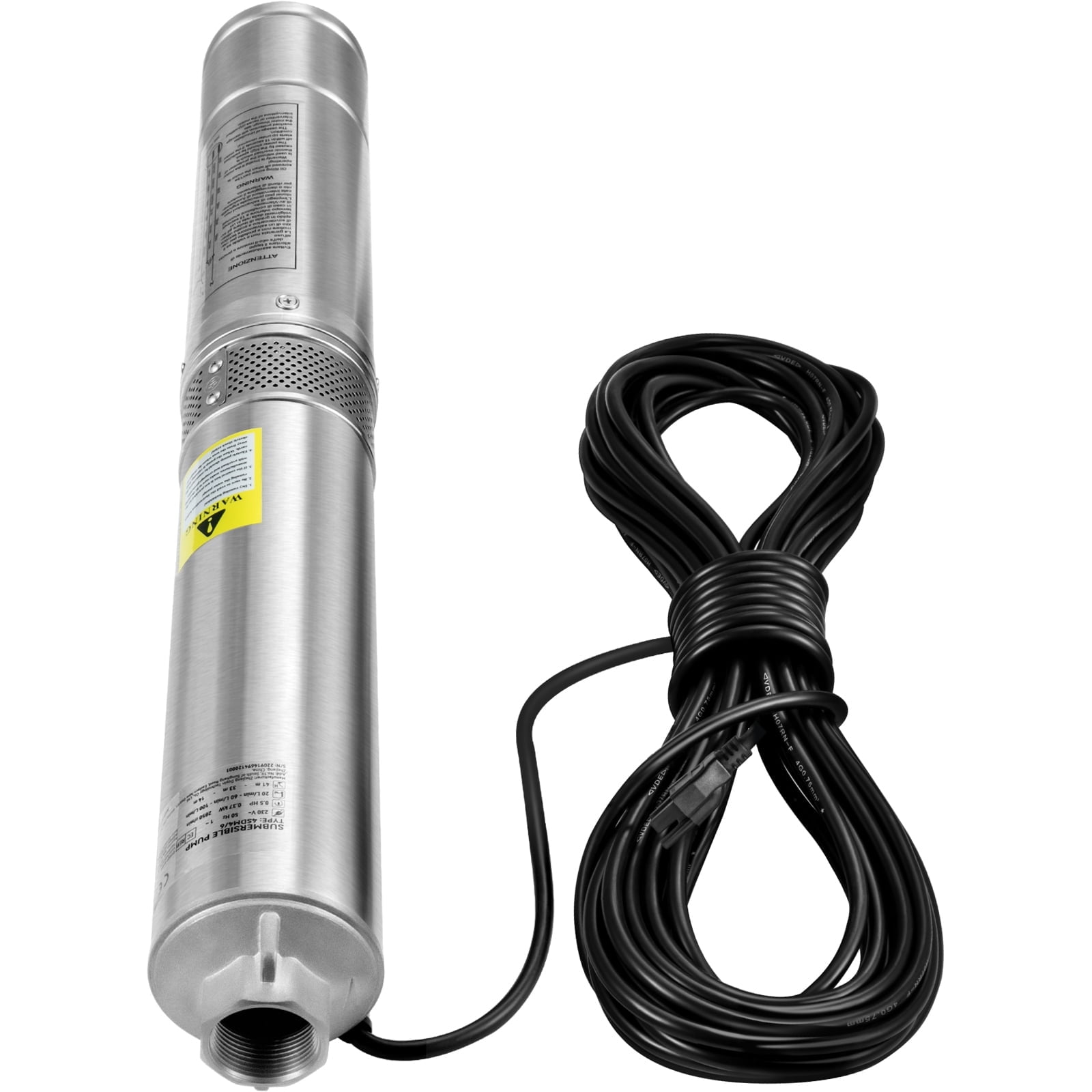 KFFKFF Deep Well Submersible Pump, 1HP/750W 115V/60Hz, 37GPM Flow 207 ...