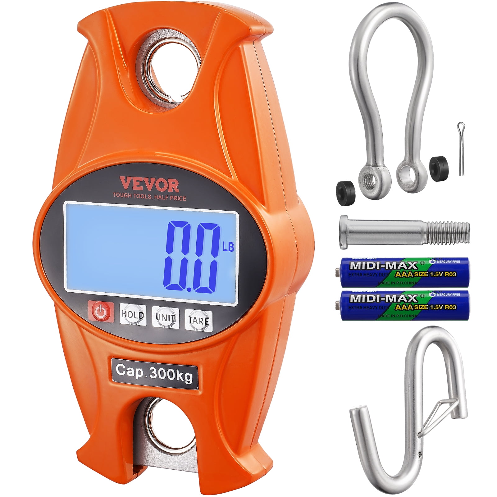 KFFKFF Digital Hanging Scale Mini Crane Scale 660 lbs/300 kg Cast ...
