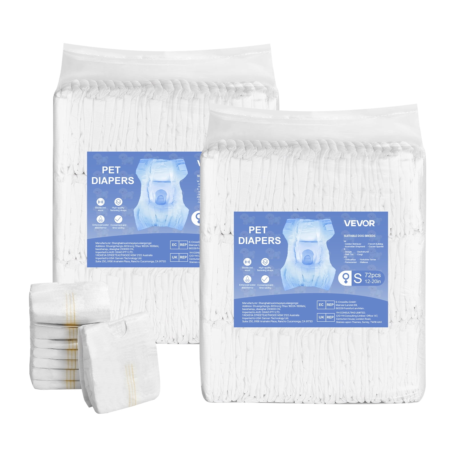 KFFKFF Disposable Dog Diapers, Highly Absorbent Female Pet Diapers, 360 ...