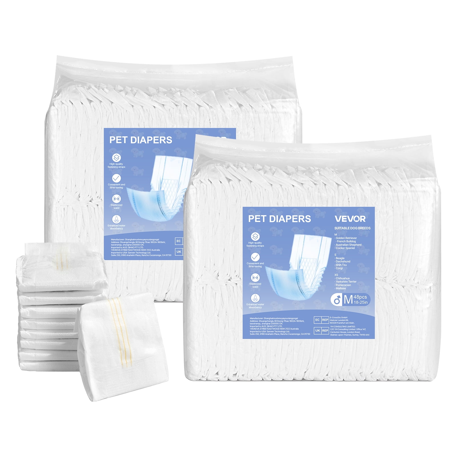 KFFKFF Disposable Male Dog Diapers, Absorbent Belly Bands with Leak ...