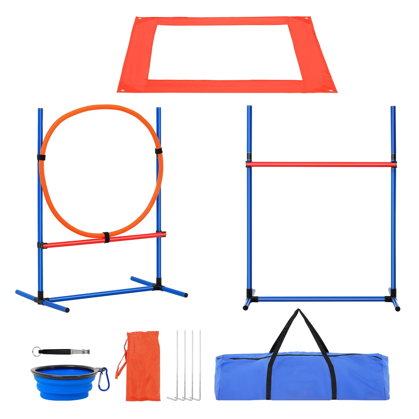 KFFKFF Dog Agility Training Set, 4-Piece Kit with Adjustable Hurdles ...