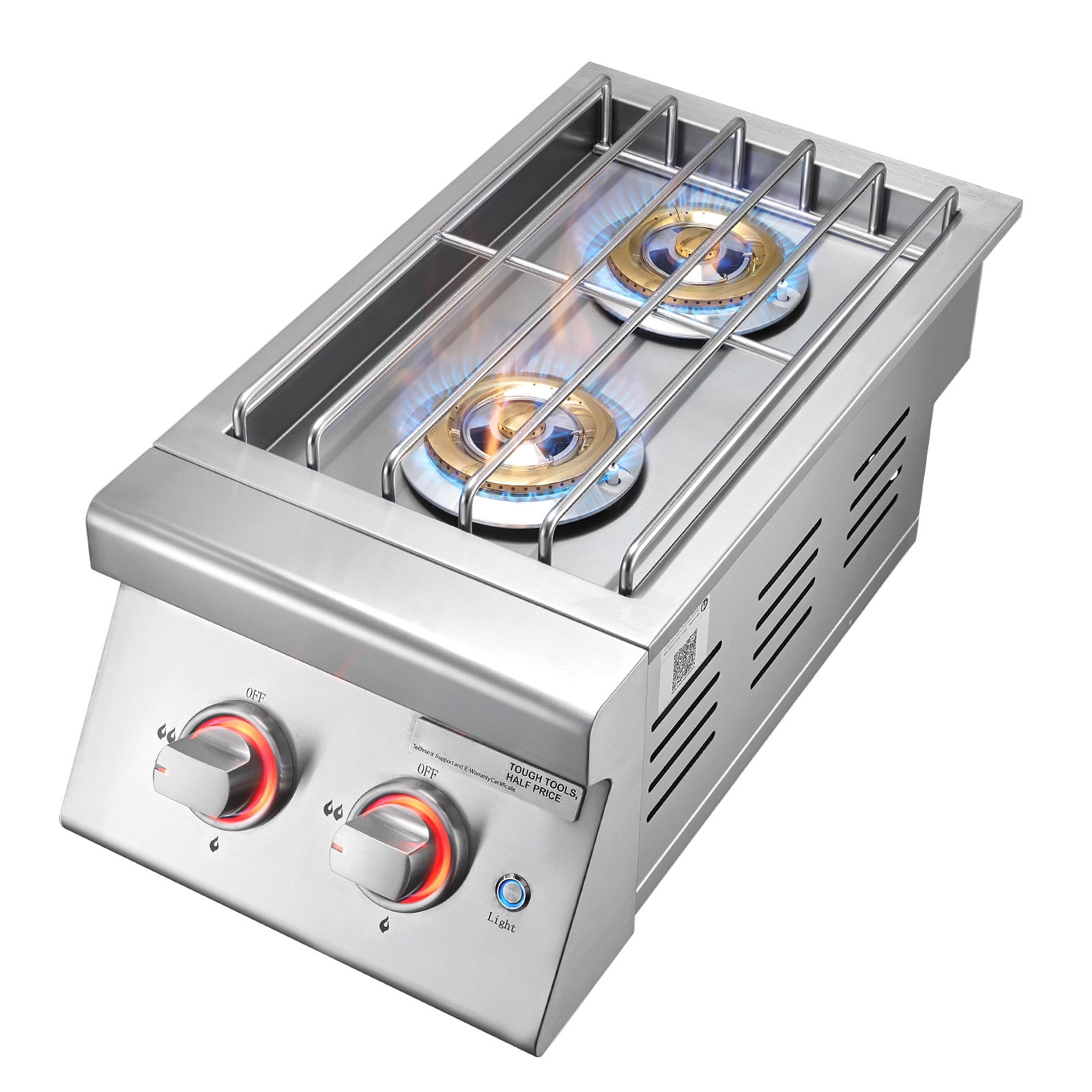KFFKFF Double Side Burner with Lights Propane Built-in Side Burner 2* ...