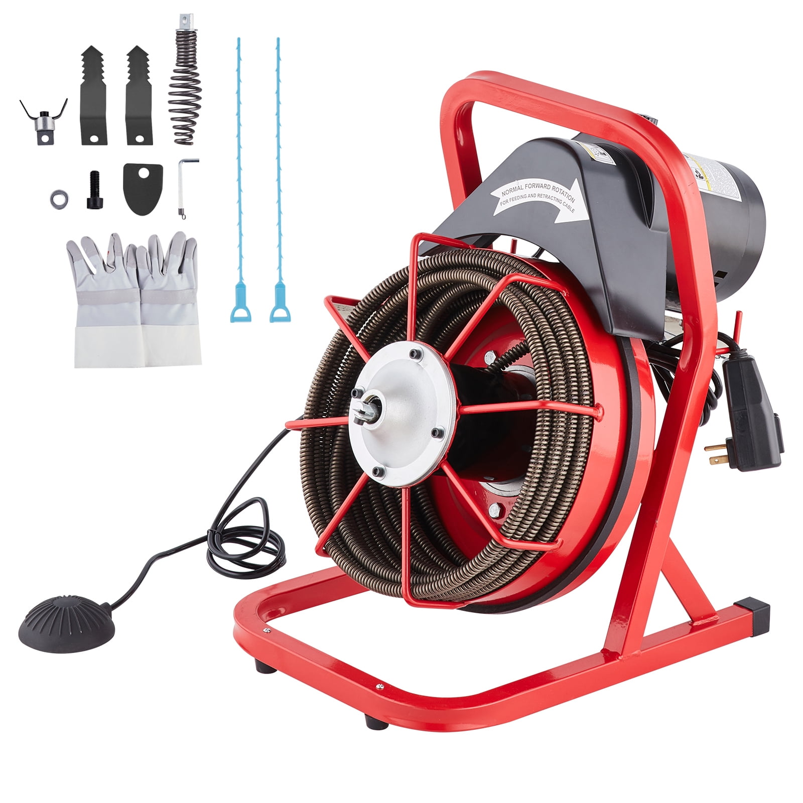 KFFKFF Drain Cleaning Machine 50FT x 1/2 Inch, Electric Sewer Snake ...