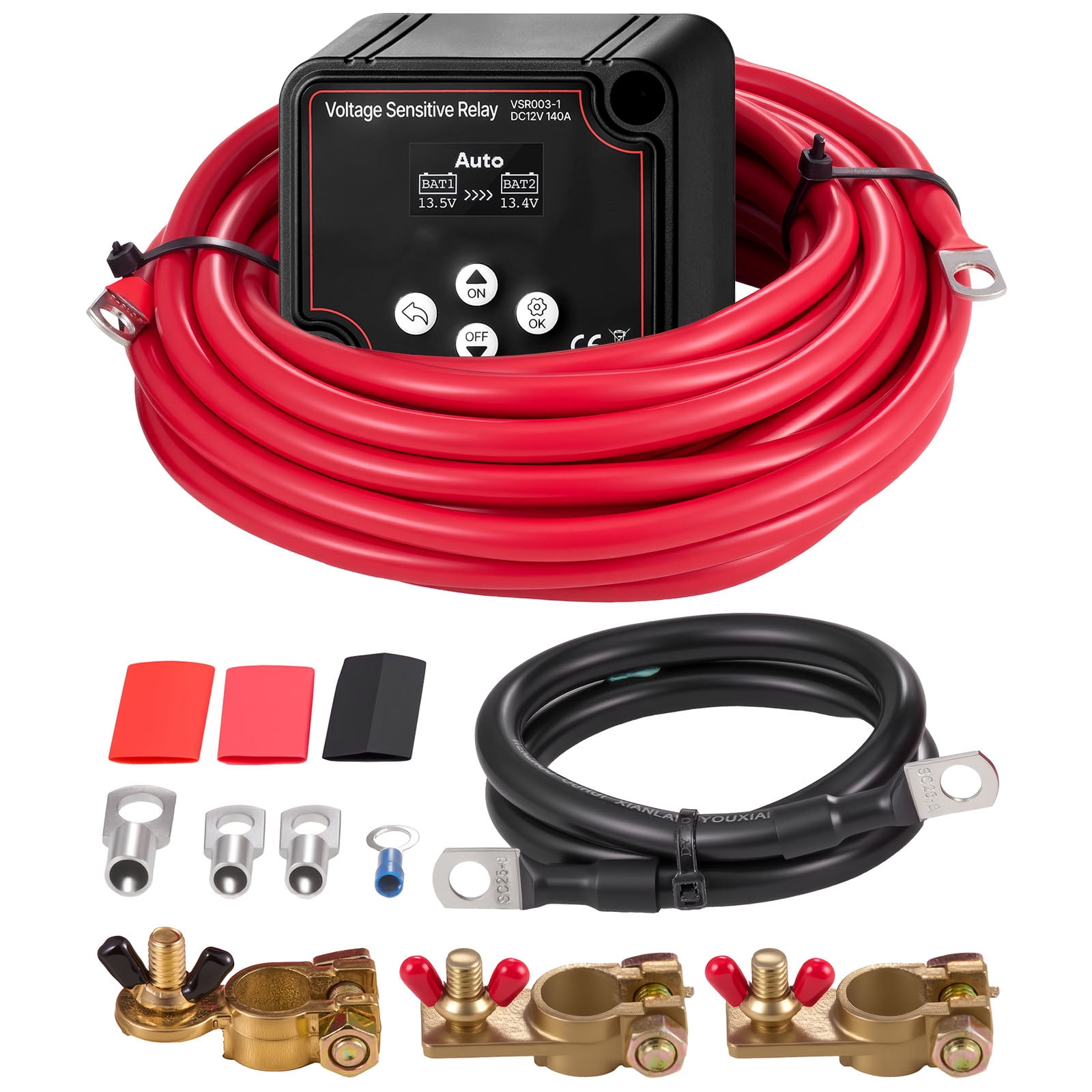 KFFKFF Dual Battery Isolator Kit, 12V 140 Amp, Manual and Automatic ...