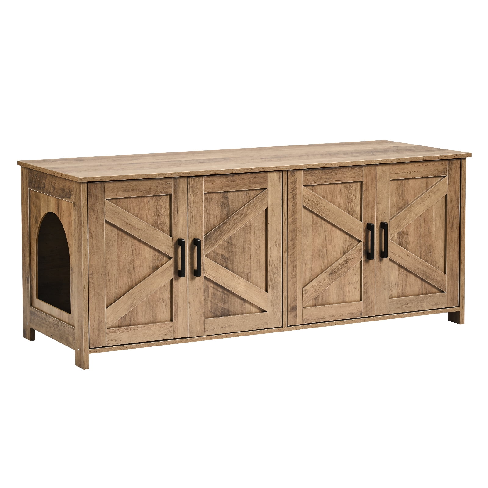 KFFKFF Dual Cat Litter Enclosure, Spacious Hidden Litter Box Cabinet ...