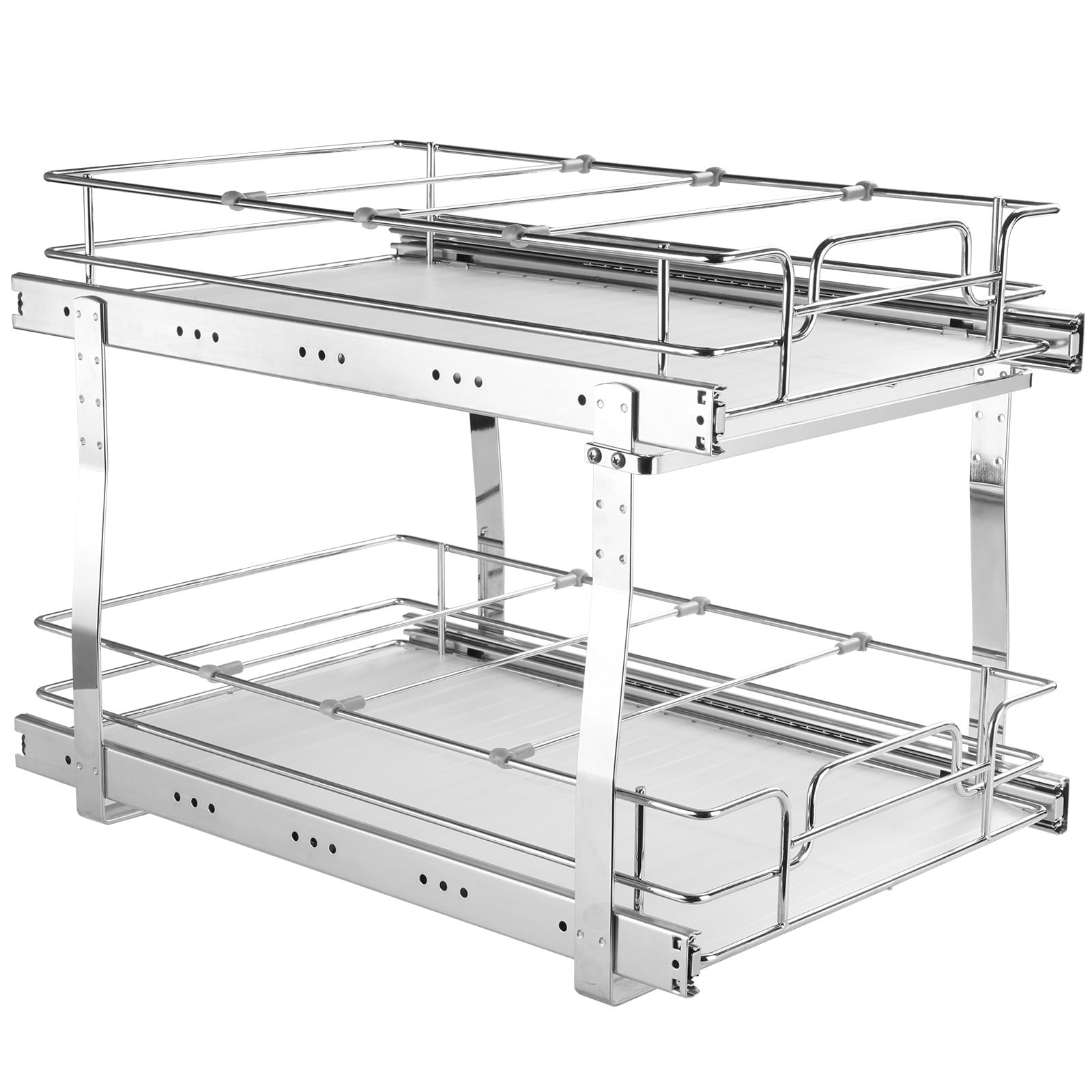 KFFKFF Dual Layer 13"W x 21"D Cabinet Storage Solution, Robust Slide ...