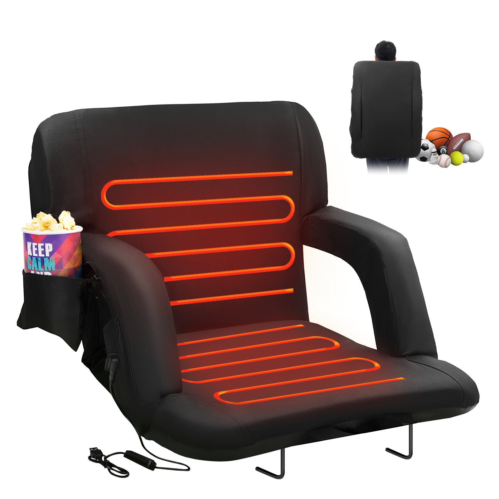 KFFKFF 1 Pack Stadium Seats with Back Support and Cushion, Trio-Tiered ...