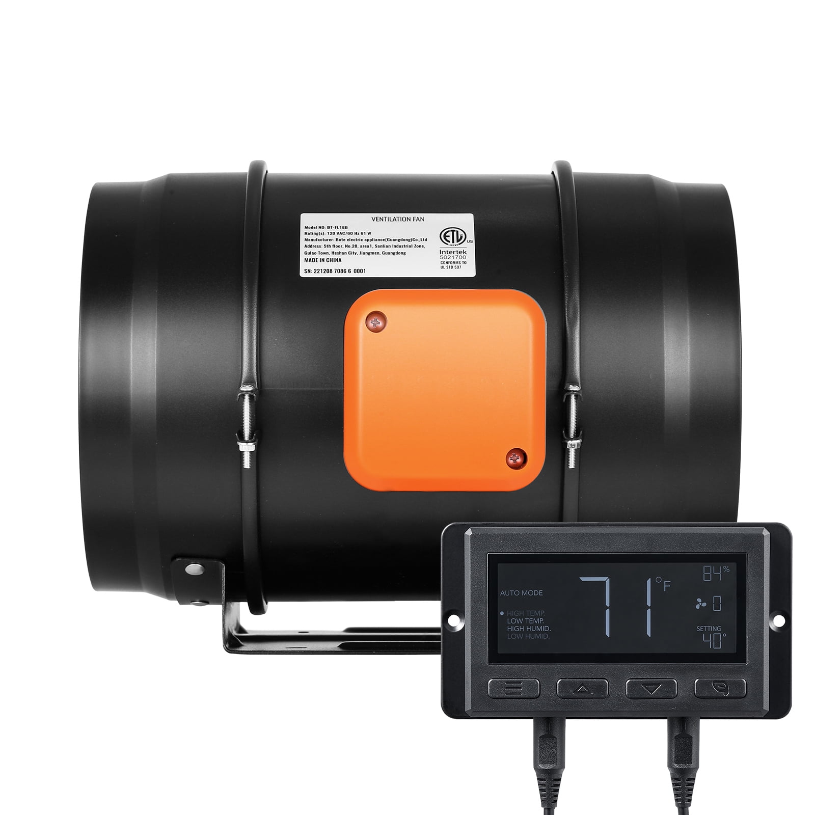 KFFKFF Duct Ventilation Fan, 8-Inch 807 CFM with Climate Control ...