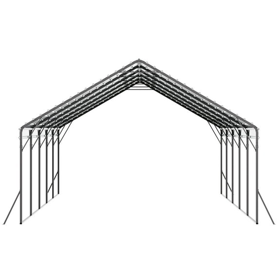 KFFKFF Durable Metal Carport, 20 x 24 ft Outdoor Shelter with Robust ...